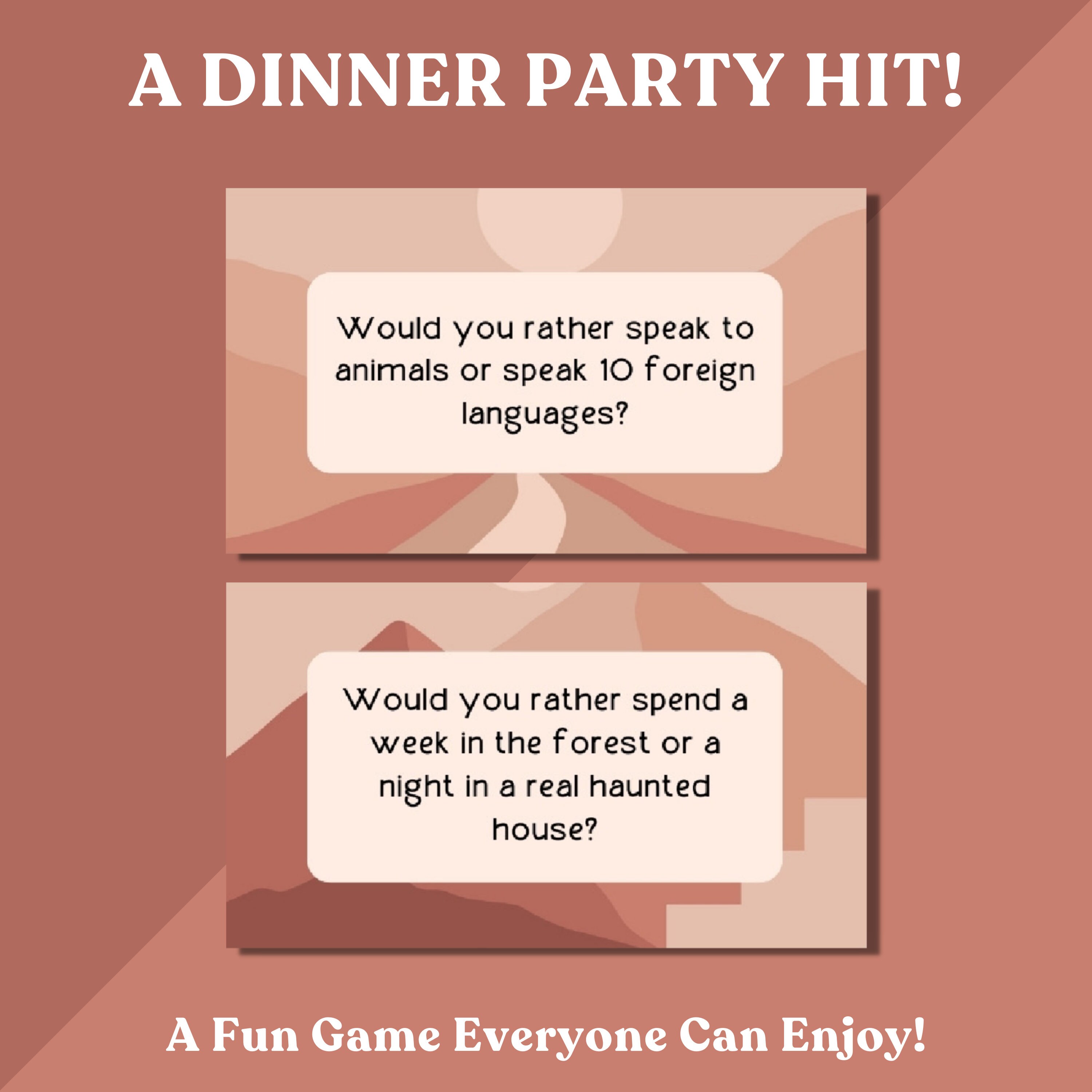 Printable Would You Rather Game. 100 Funny Would You Rather Questions ...