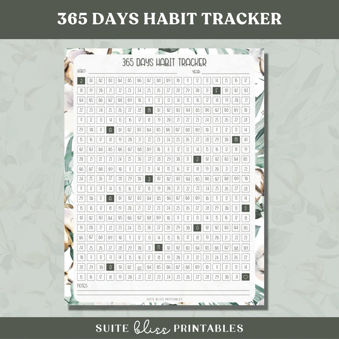 6 Habit Tracker Printables. Yearly Habit Tracker, Monthly Habit Tracker, and Daily Task Tracker ...