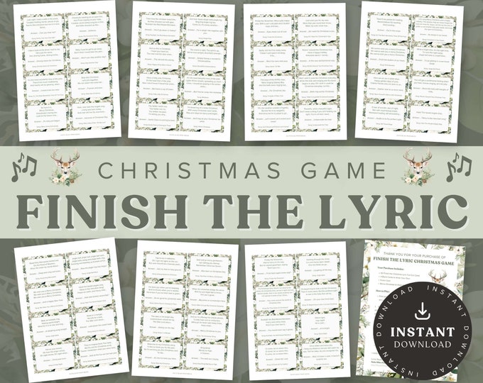Christmas Song Game Finish the Lyrics Printable Christmas Party Game ...