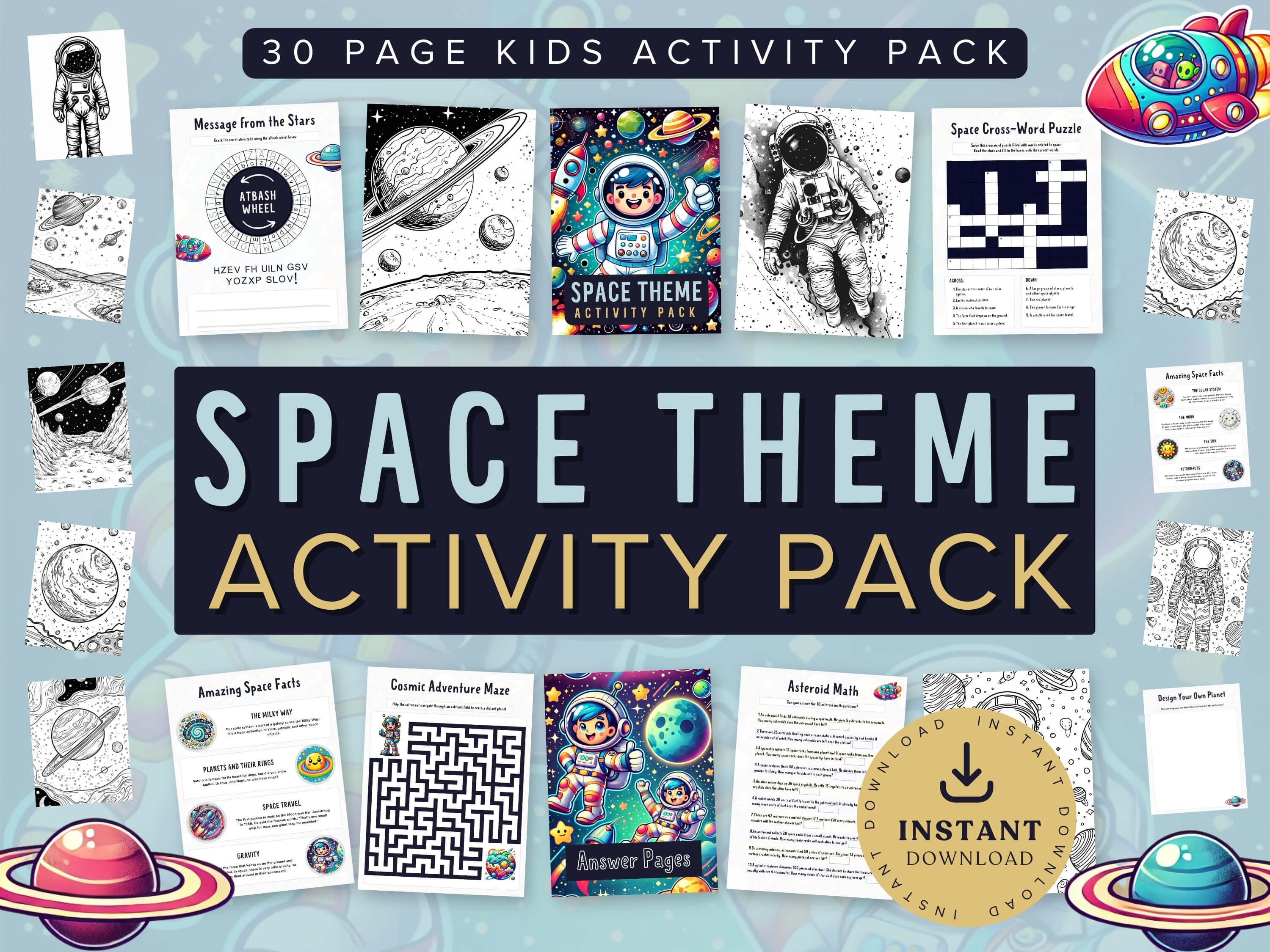 Printable Space Activity Pack I Space Theme Coloring Pages | Planet ...