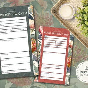 Printable Book Review Cards | Book Club Discussion Guide | Book Review ...