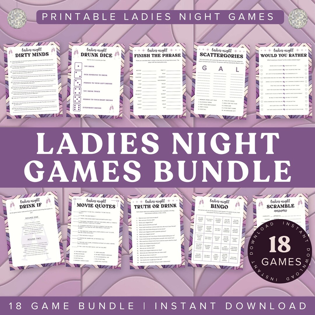 Printable Ladies Night Games Bundle: 18 Fun Party Games (PDF) - Etsy