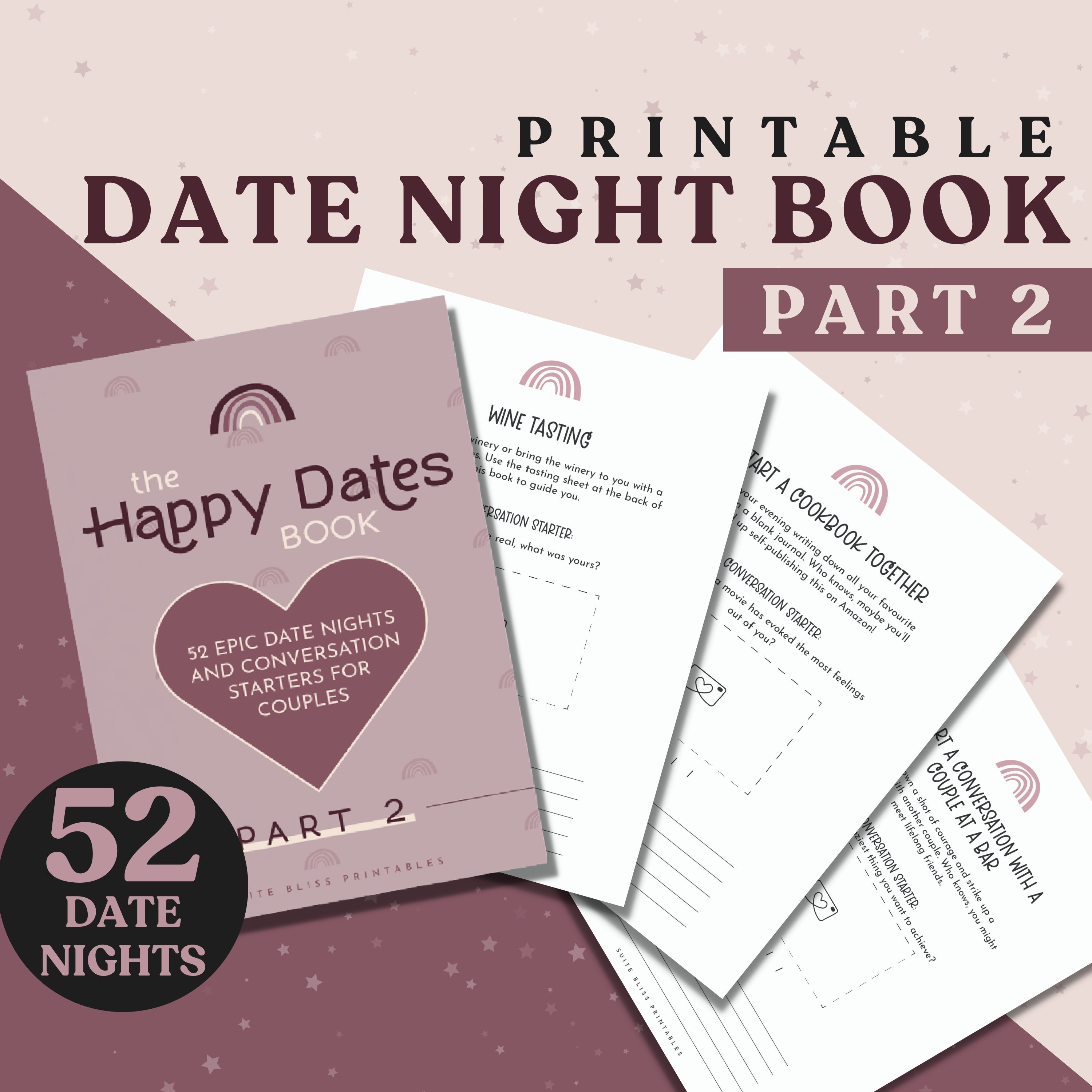 Printable Date Night Ideas Book PART 2 52 Date Ideas for You & Your Boo ...
