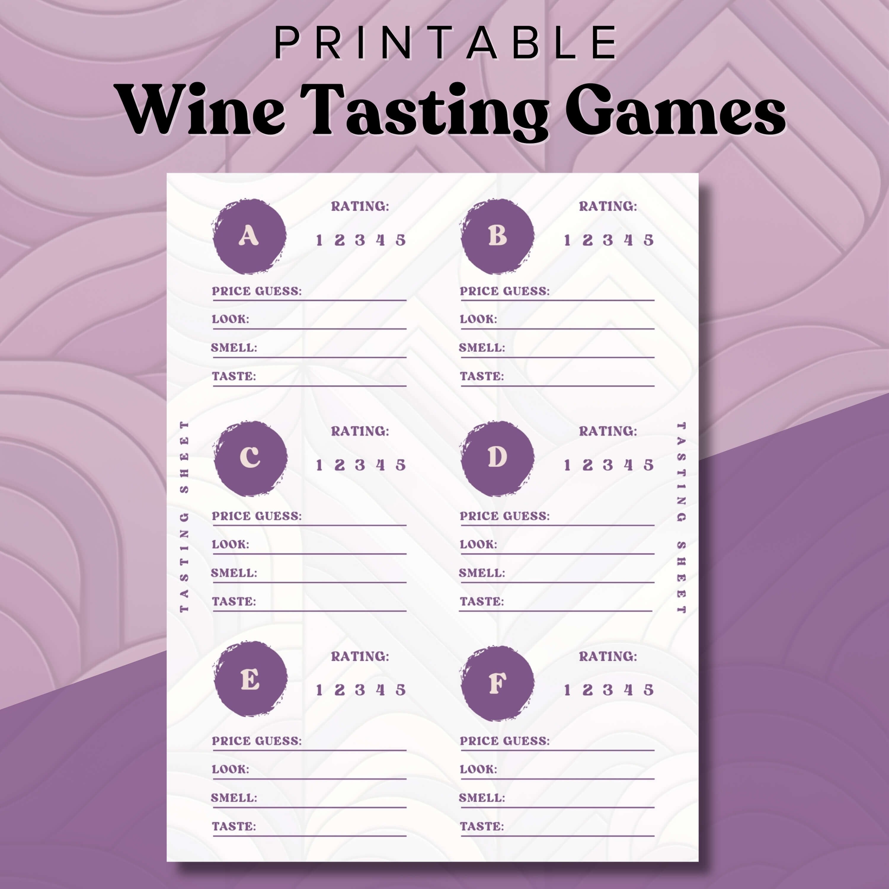 Blind Wine Tasting Game: Ladies Night, Galentines Day (PDF) - Etsy