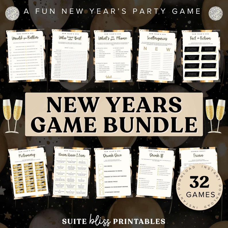 New Years Games Printable for Adults | New Years Eve Game Night | New ...