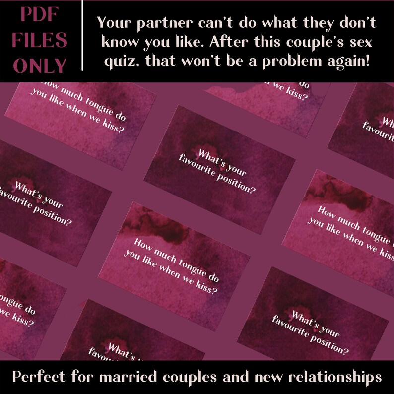 Printable Sex Game Quiz Get To Know Your Partner Sexually And Understand