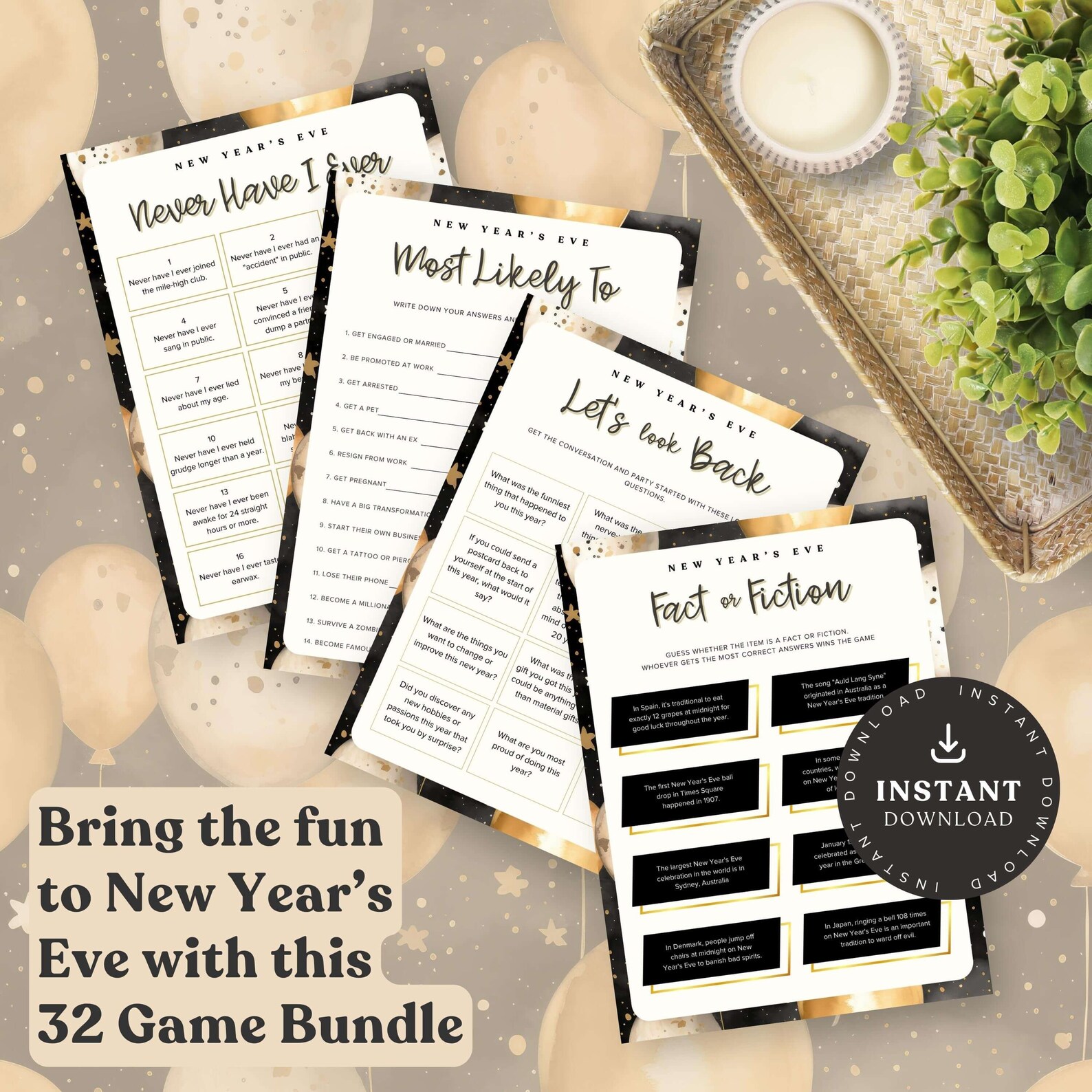 New Years Games Printable for Adults | New Years Eve Game Night | New ...