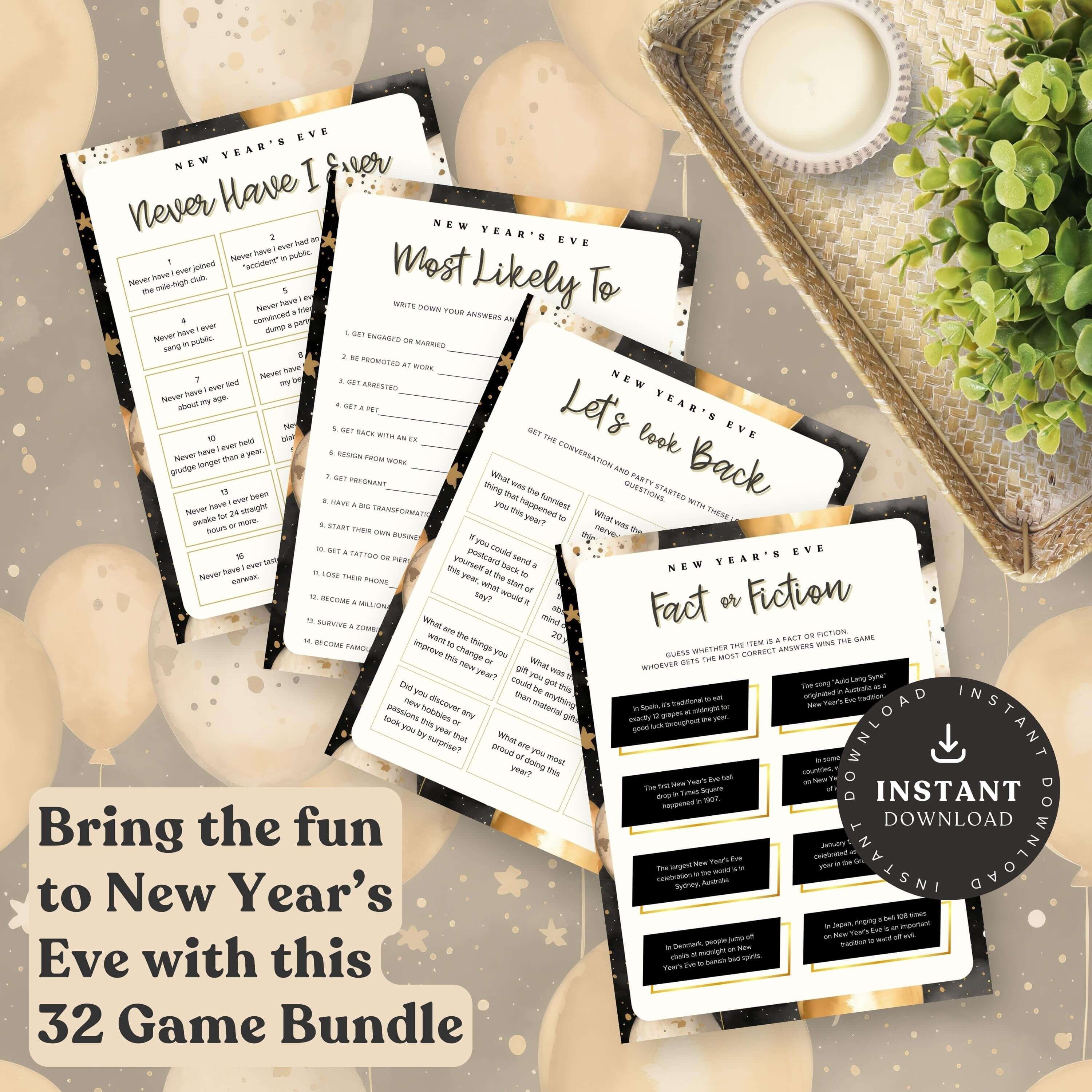 New Years Games Printable for Adults | New Years Eve Game Night | New ...