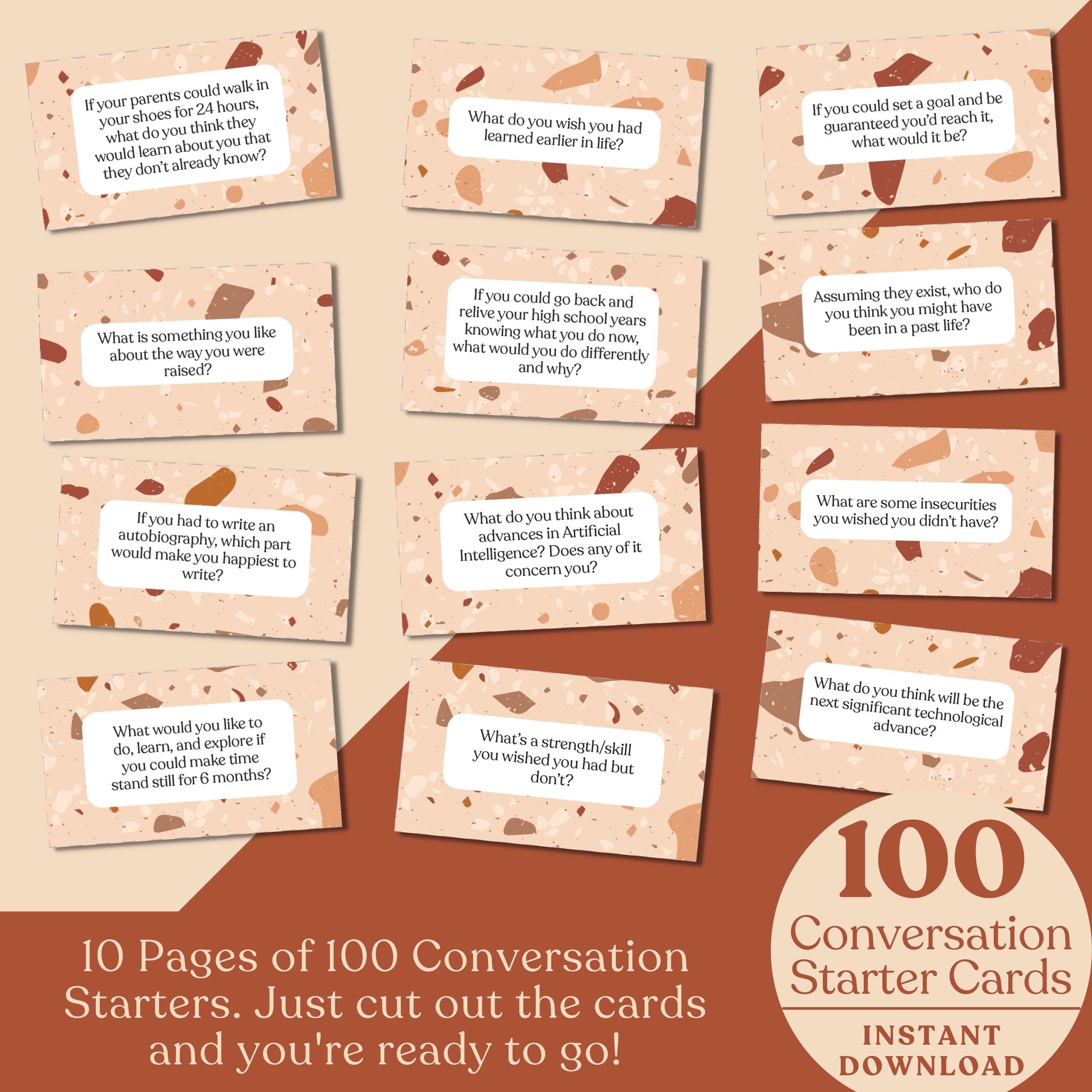 Printable Conversation Starters Table Topics for Dinner | Etsy