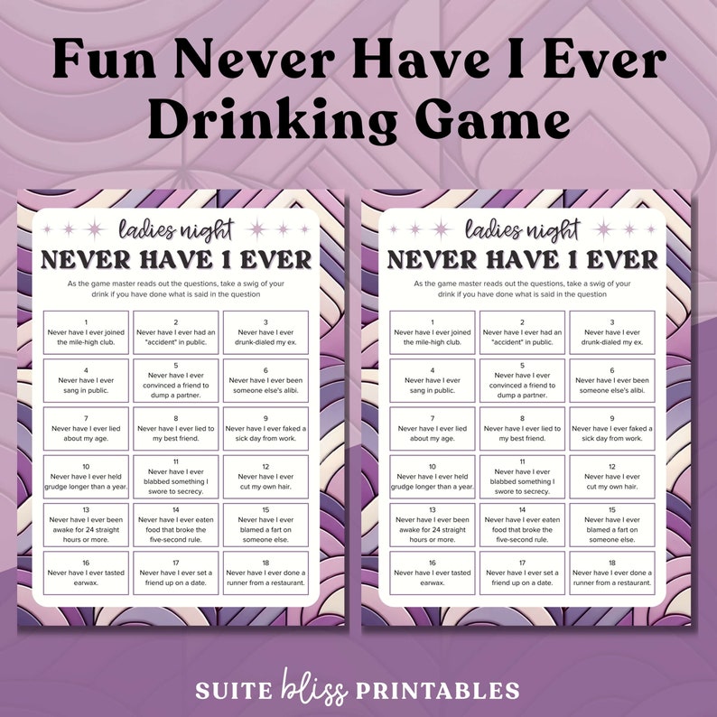 Bachelorette Never Have I Ever Game Galentines Never Have I Ever Funny ...