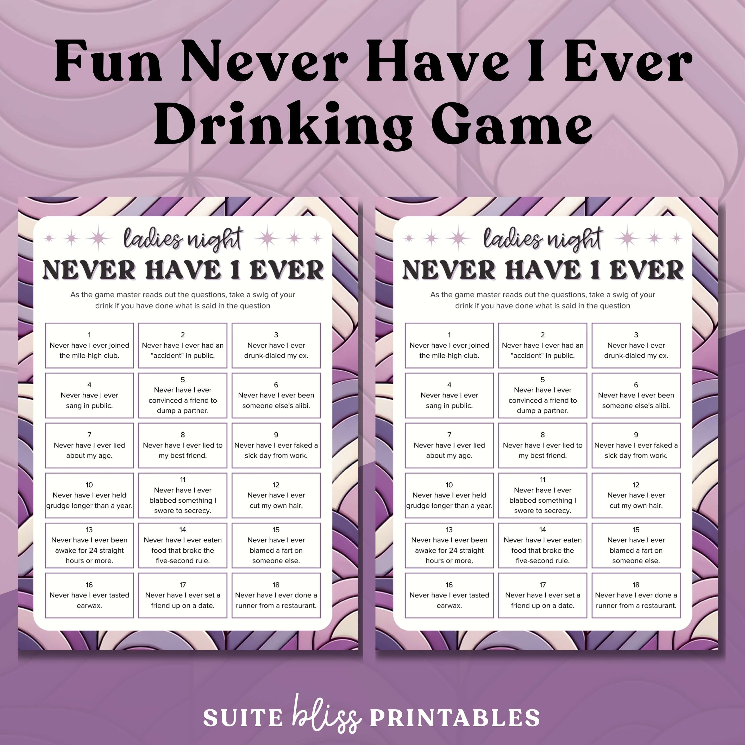Bachelorette Never Have I Ever Game Galentines Never Have I Ever Funny ...