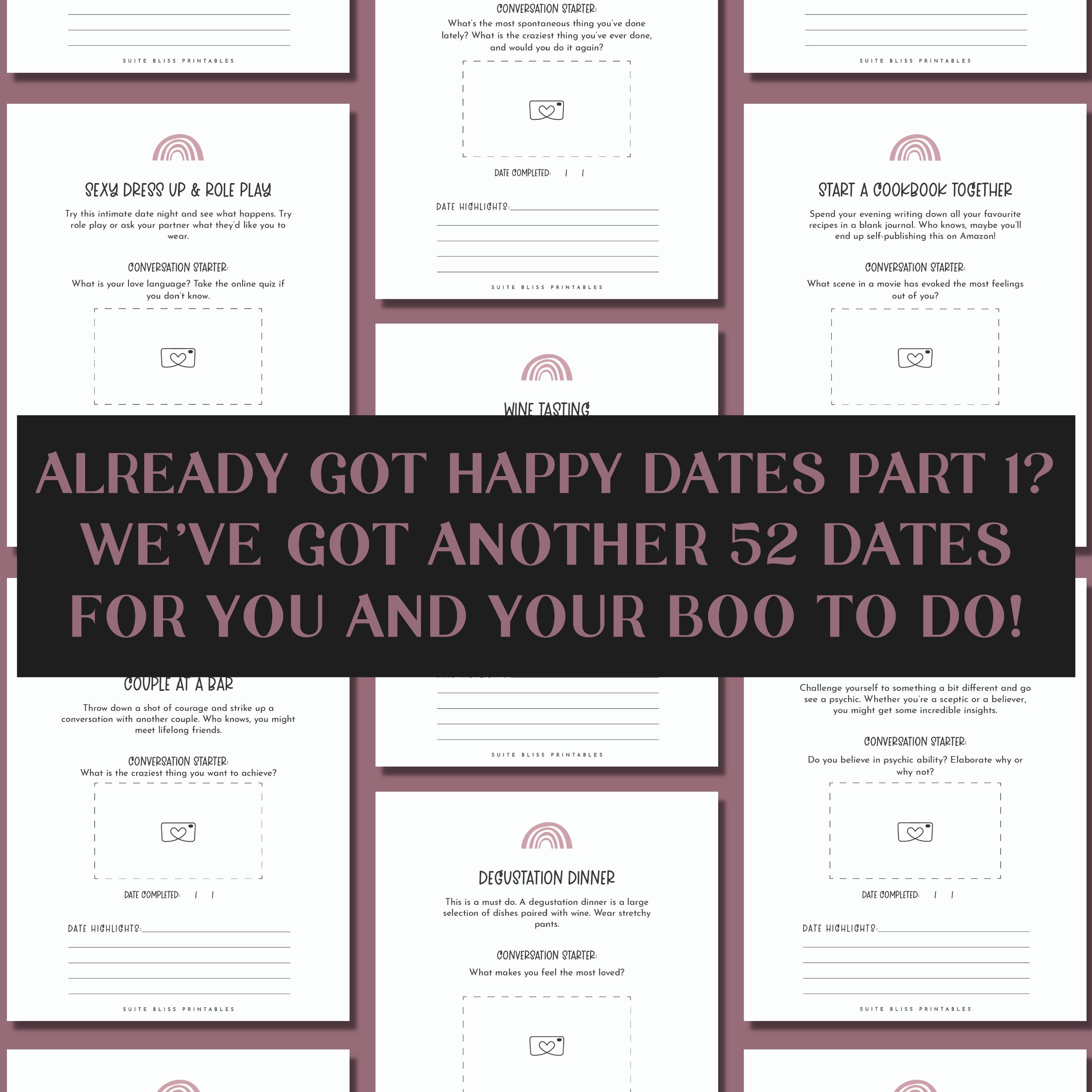 Printable Date Night Ideas Book (PART 2) - 52 Date Ideas for You & Your ...