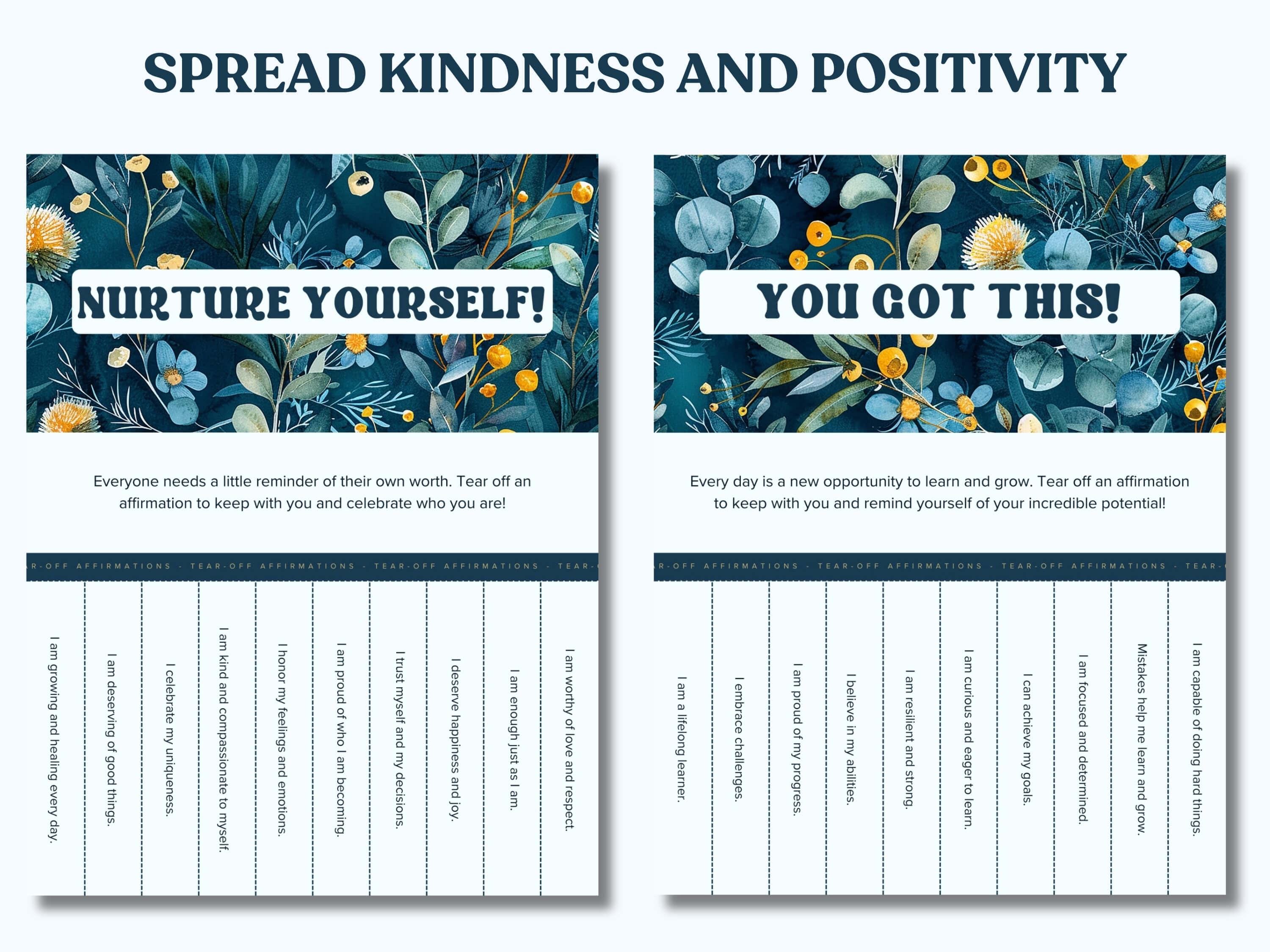 Positive Affirmation Tear-off Flyers: Set of 5 Printable Designs ...