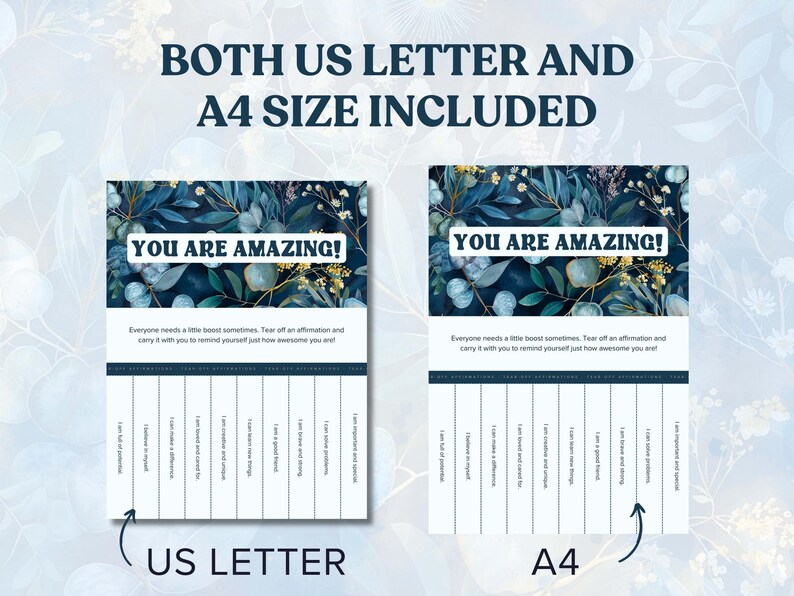 Positive Affirmation Tear-off Flyers: Set of 5 Printable Designs ...