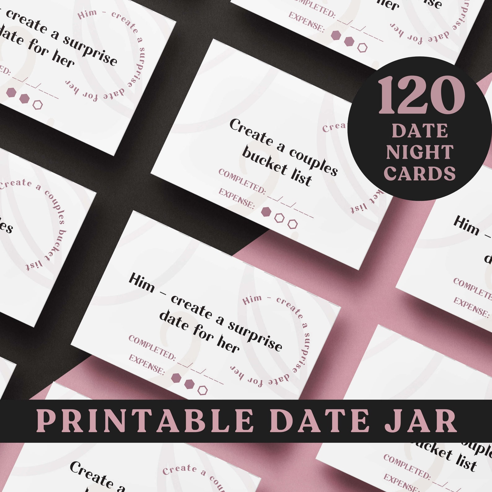 Printable Date Night Jar. A Date Night Box for Couple in a Date Jar ...