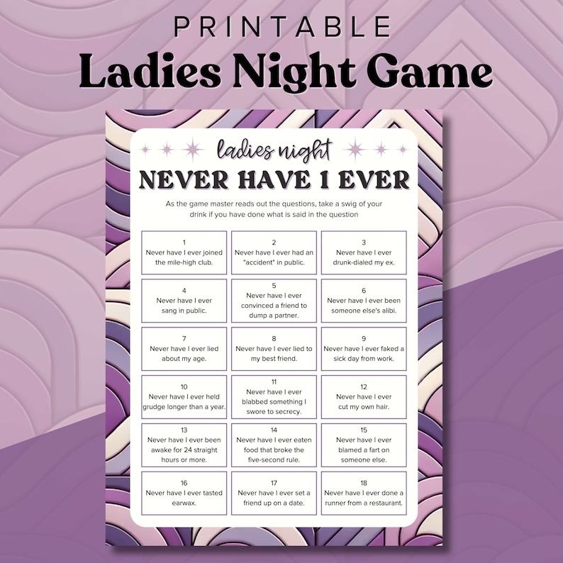 Bachelorette Never Have I Ever Game Galentines Never Have I Ever Funny ...