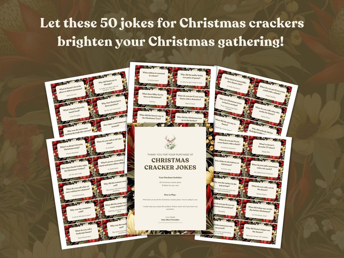 50 Jokes for Christmas Crackers | Printable Christmas Cracker Jokes for Kids and Adults ...