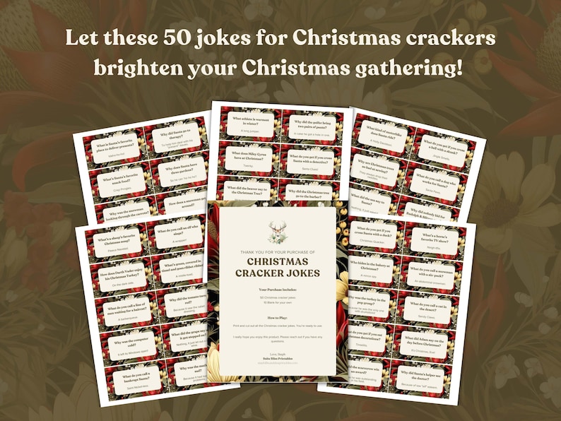 50 Jokes for Christmas Crackers | Printable Christmas Cracker Jokes for ...