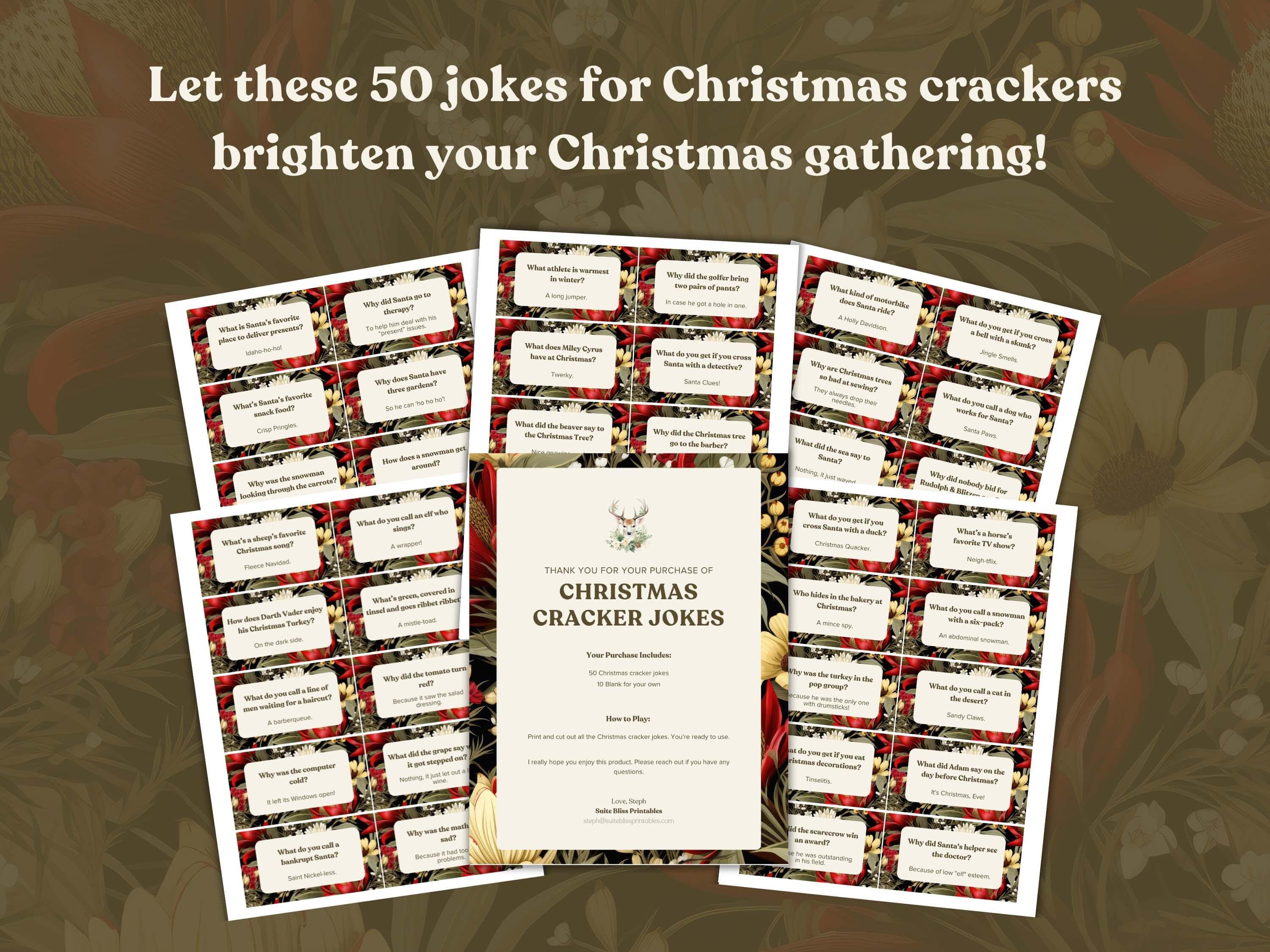 50 Jokes for Christmas Crackers | Printable Christmas Cracker Jokes for ...