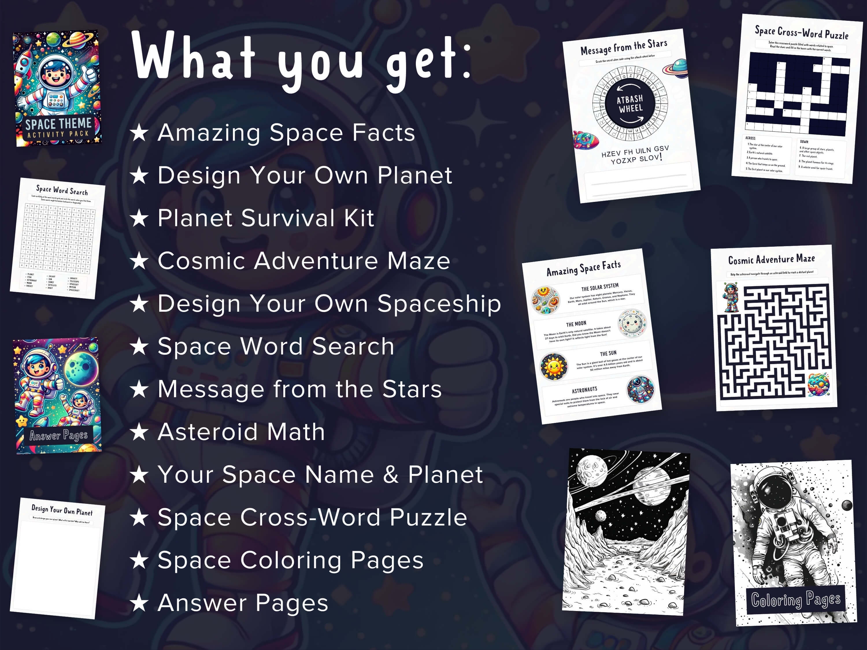 Printable Space Activity Pack I Space Theme Coloring Pages | Planet ...
