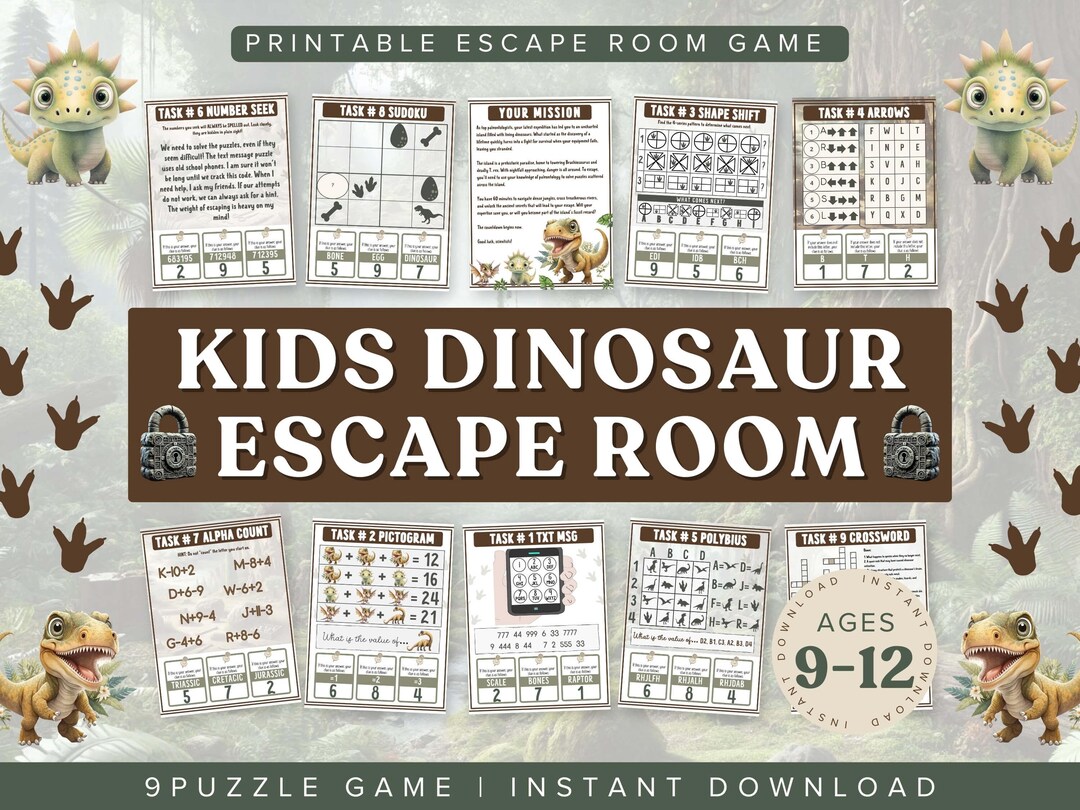 Printable Dinosaur Escape Room Game: Kids Jurassic Party (PDF) - Etsy