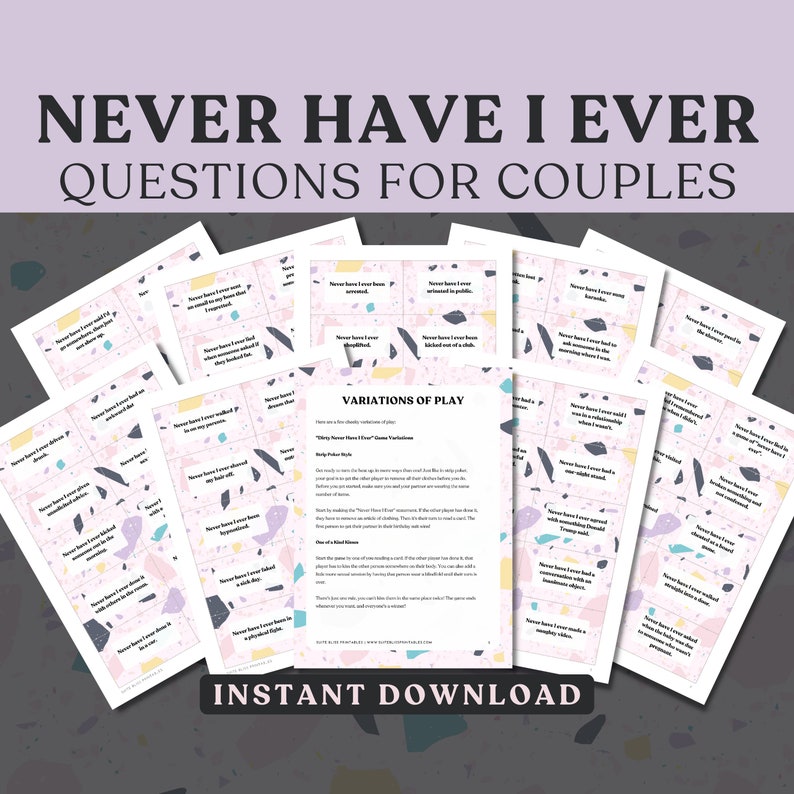 Never Have I Ever Card Game for Couples: Adult Party Game (printable ...