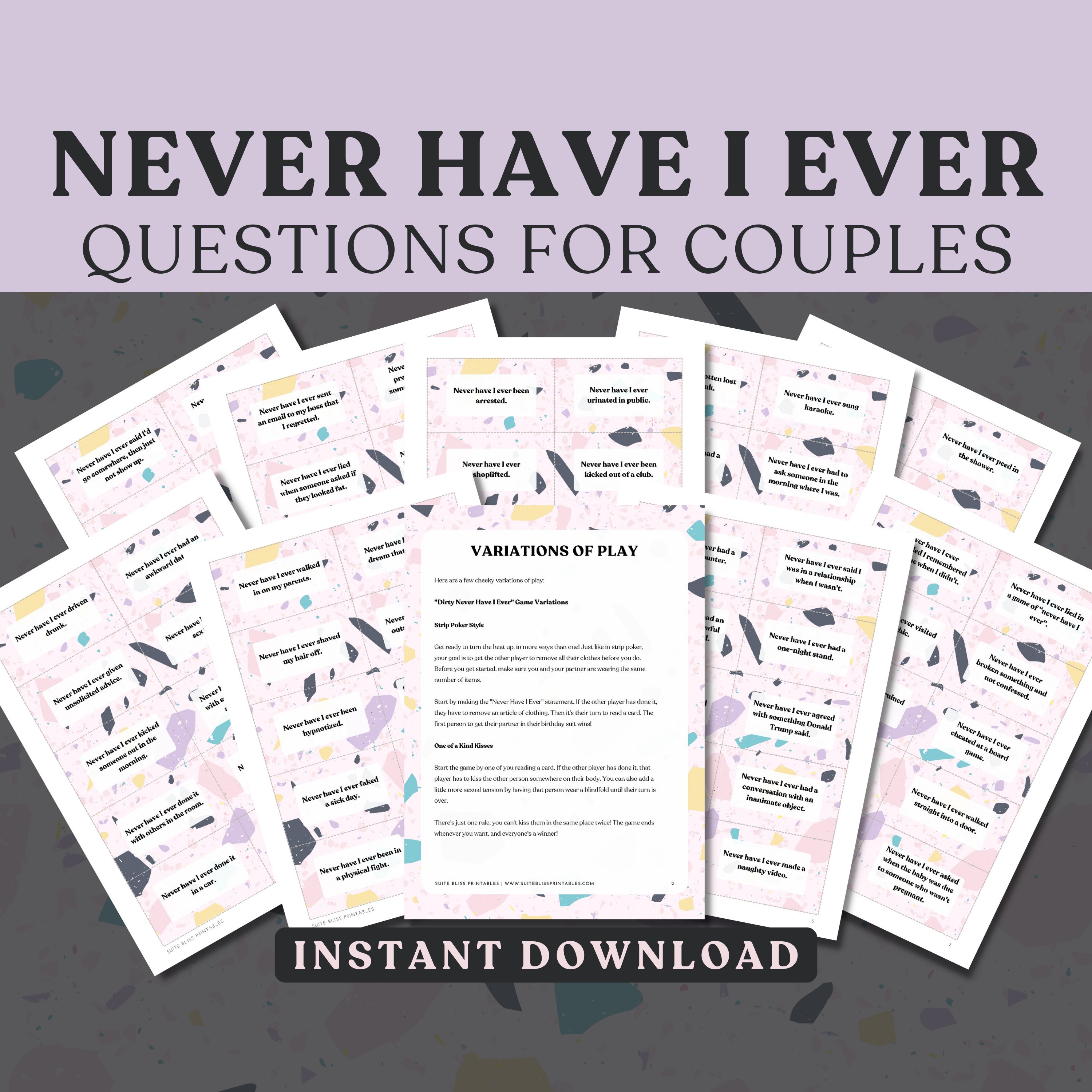 Never Have I Ever Card Game for Couples: Adult Party Game (printable ...
