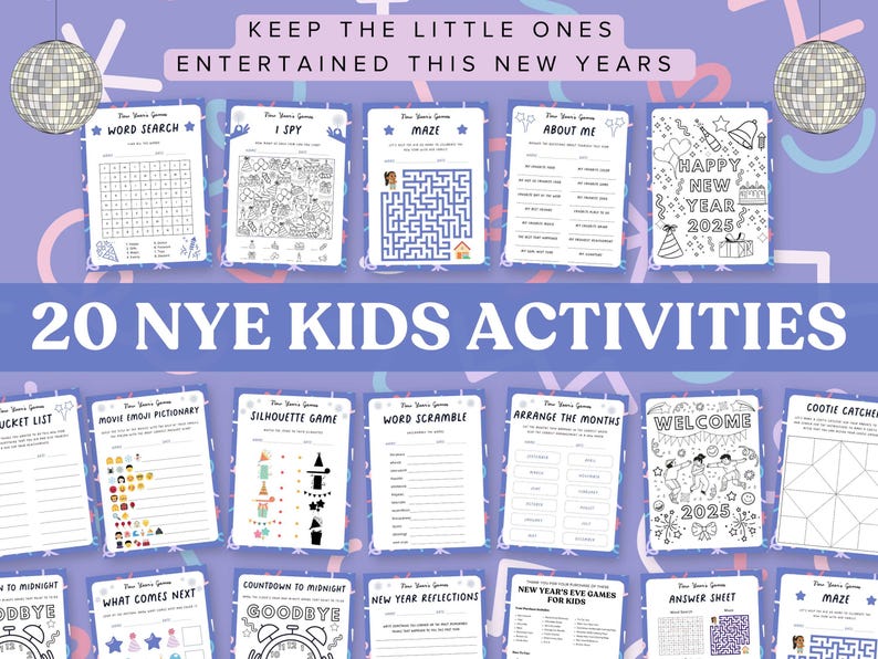 New Years Games Printable for Kids | 20 New Years Eve Games | Kids New ...