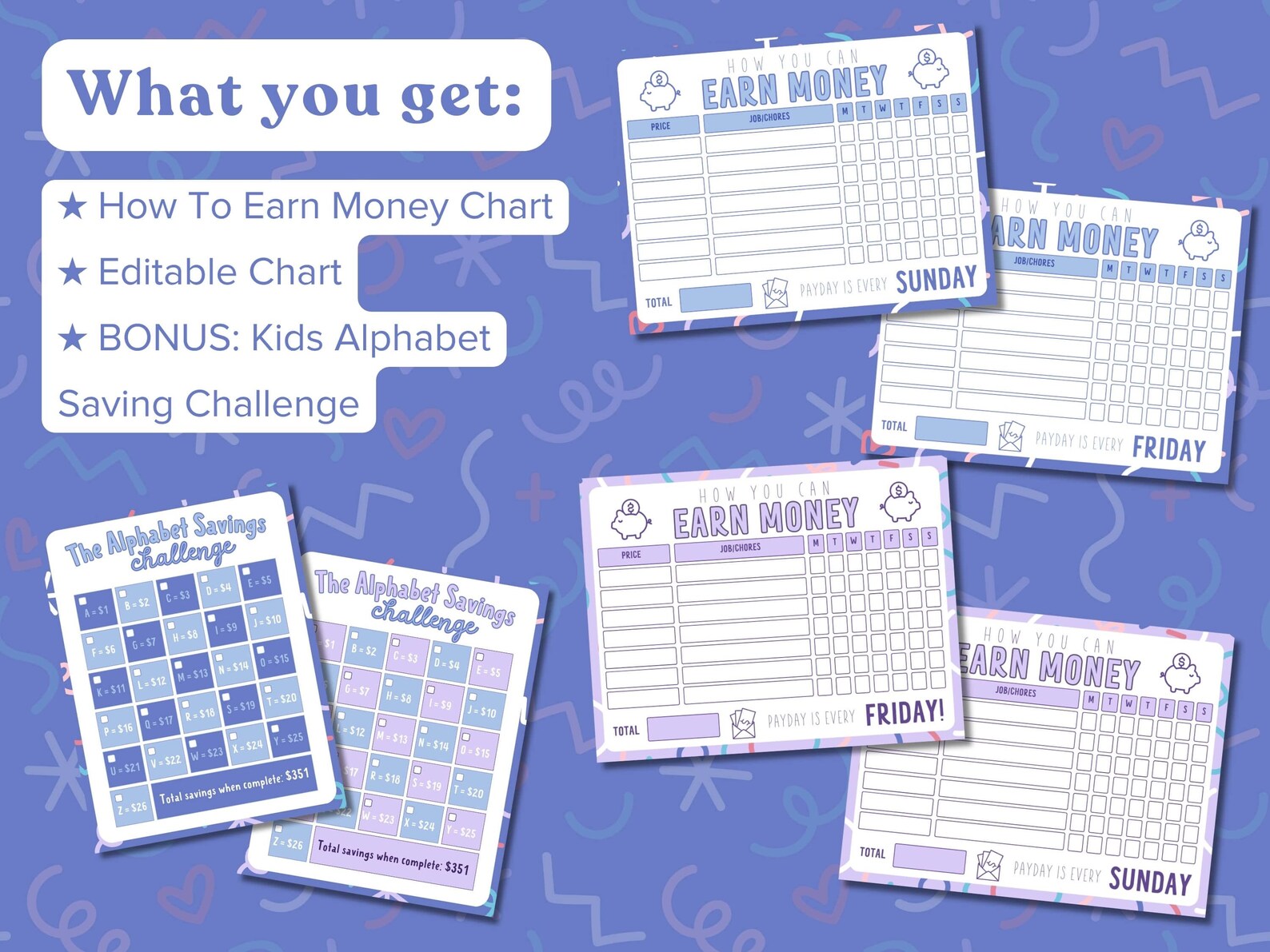 Editable Kids Chore Chart: How to Earn Money (printable PDF) - Etsy