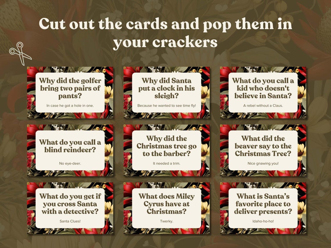 50 Jokes for Christmas Crackers | Printable Christmas Cracker Jokes for ...