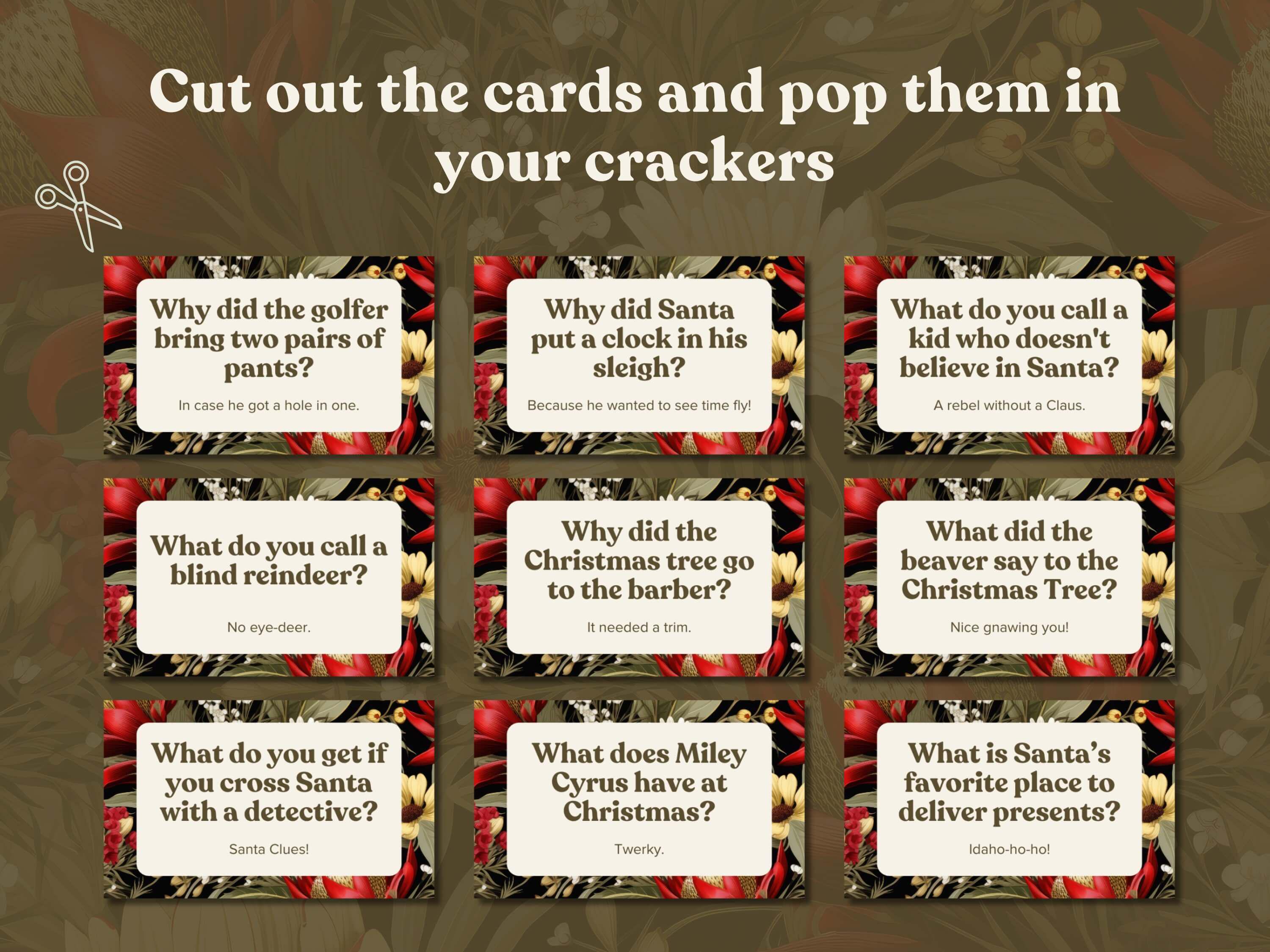 50 Jokes for Christmas Crackers | Printable Christmas Cracker Jokes for ...