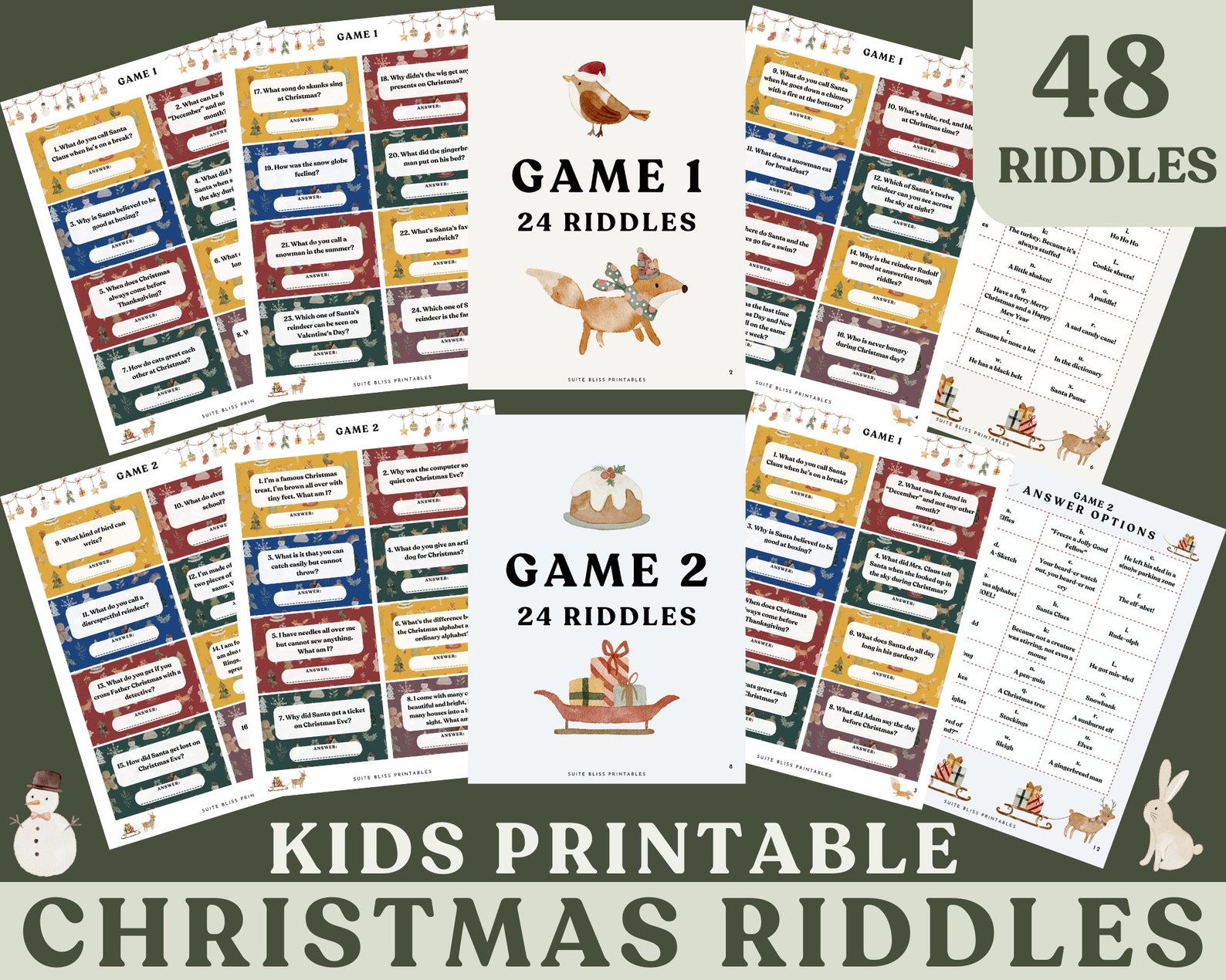 Printable Christmas Riddles for Kids. 48 Christmas Riddles - Etsy