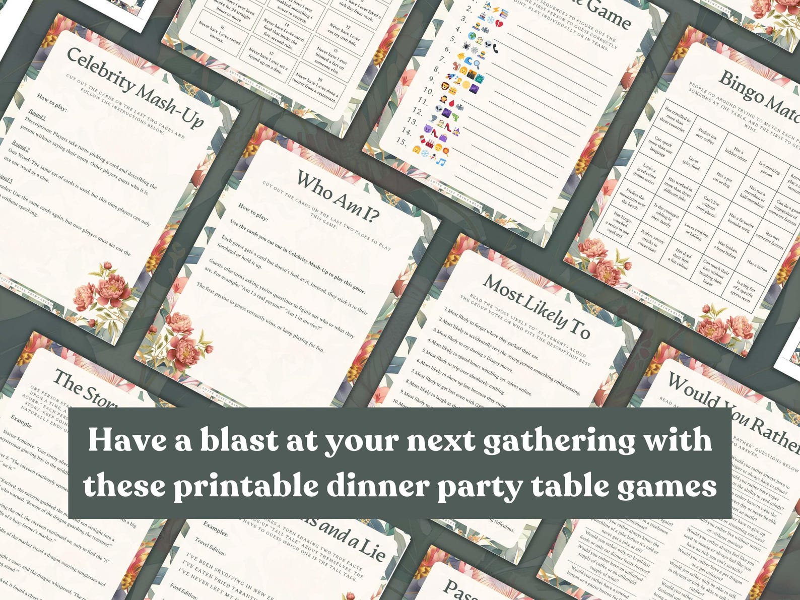 Dinner Party Games: 10 Fun Table Games, Icebreaker (PDF) - Etsy