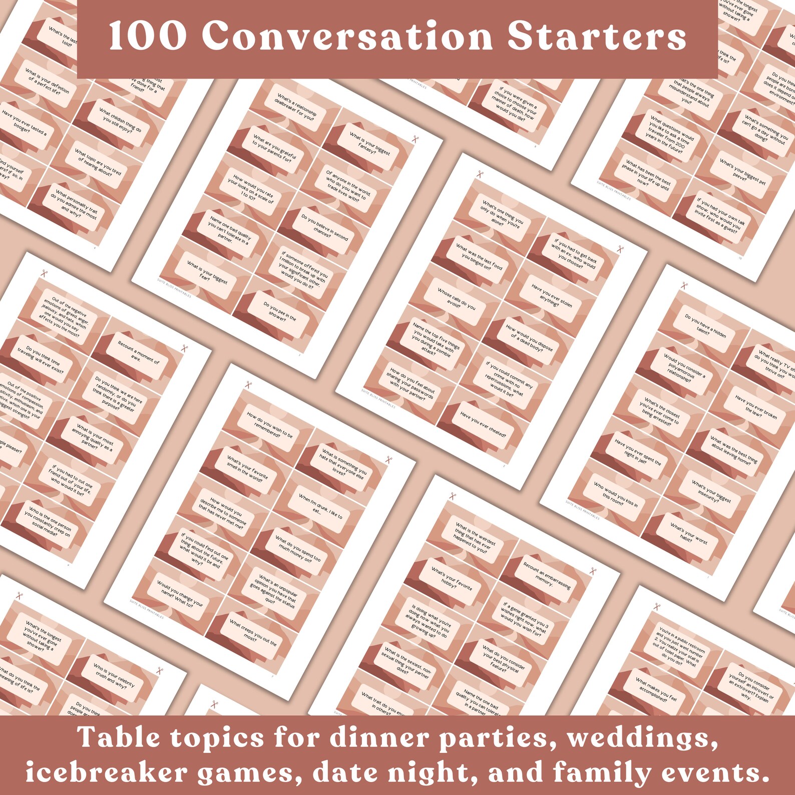 100 Printable Conversation Cards for Couples & Friends. Conversation ...