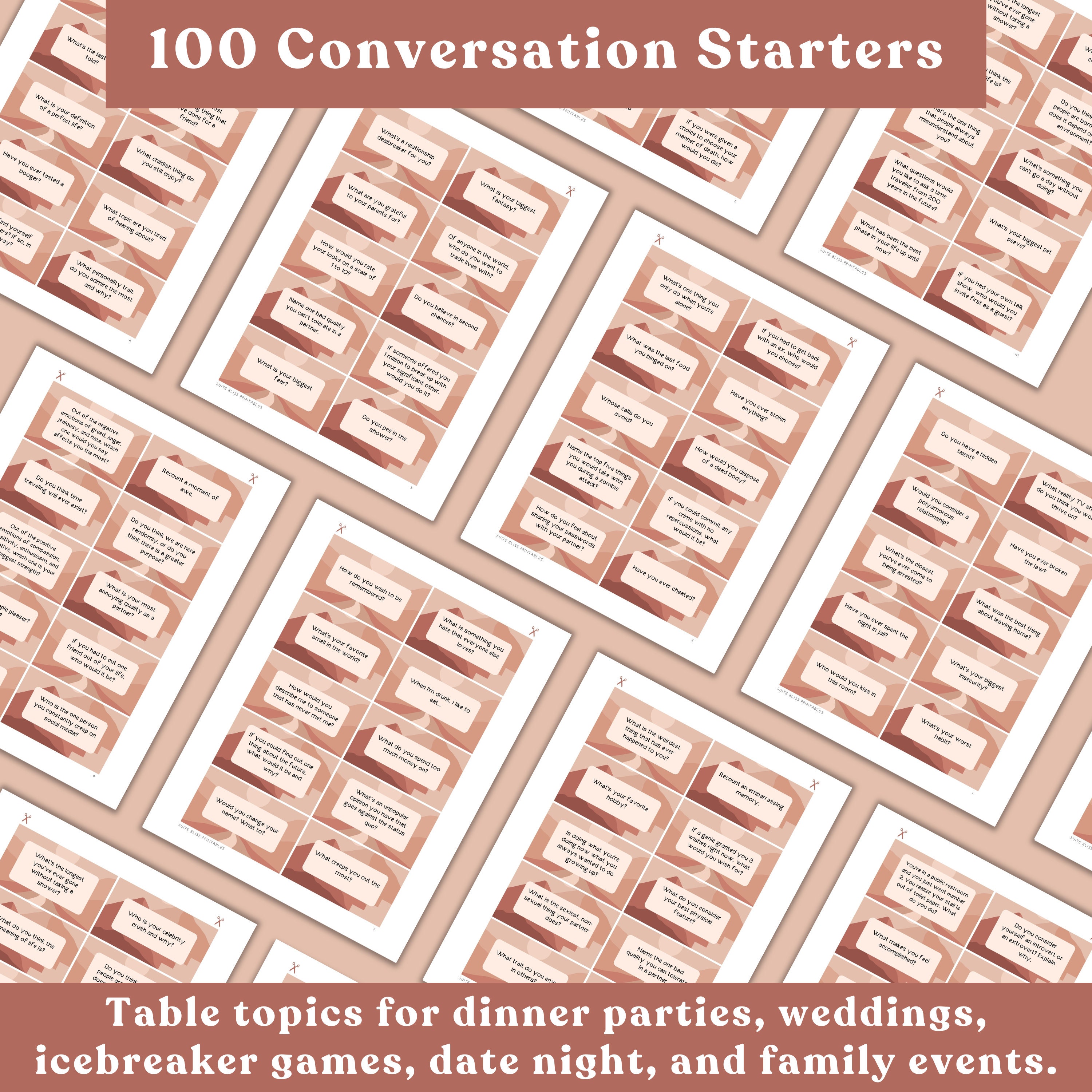 100 Printable Conversation Cards for Couples & Friends. Conversation ...