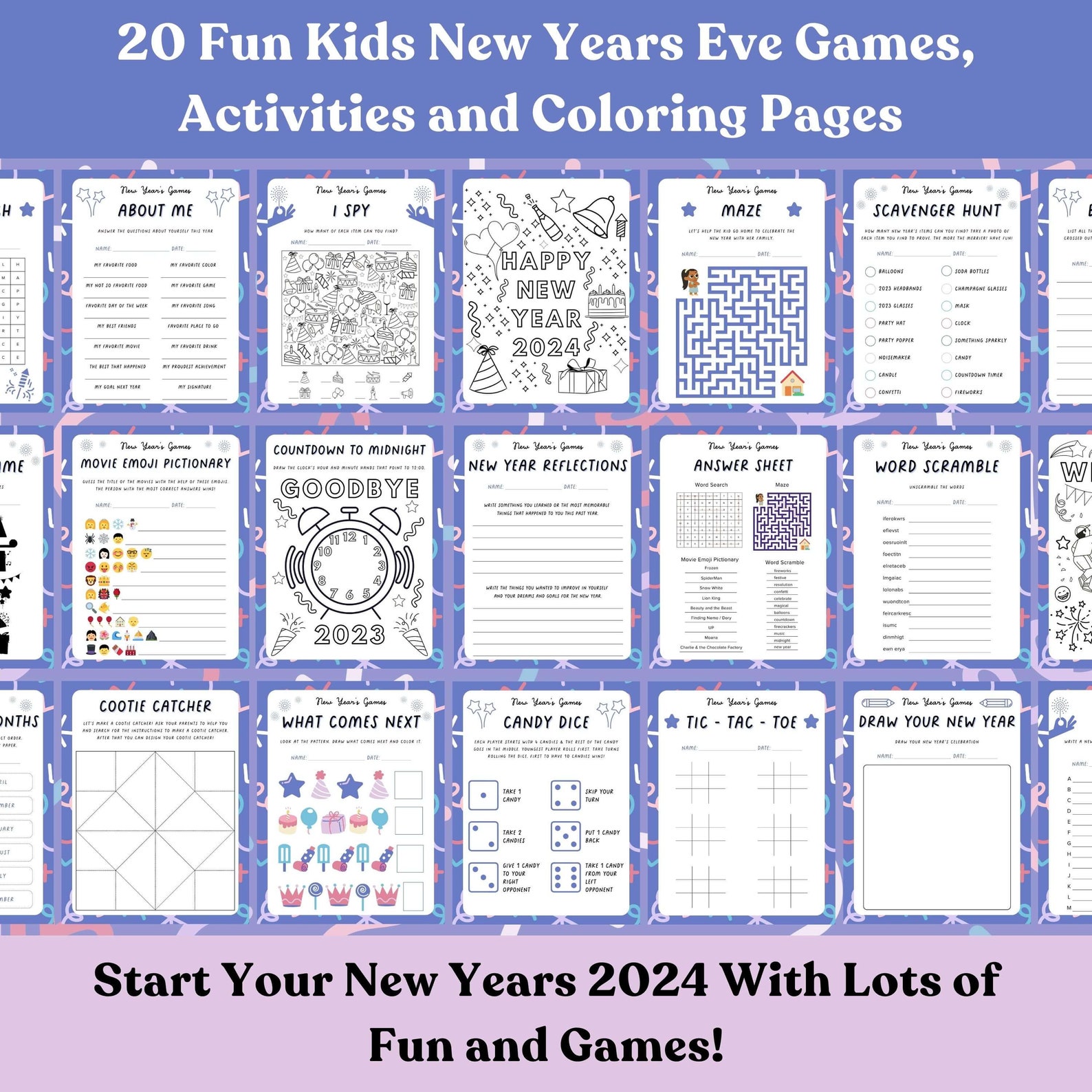New Years Games Printable for Kids 20 New Years Eve Games Kids New ...