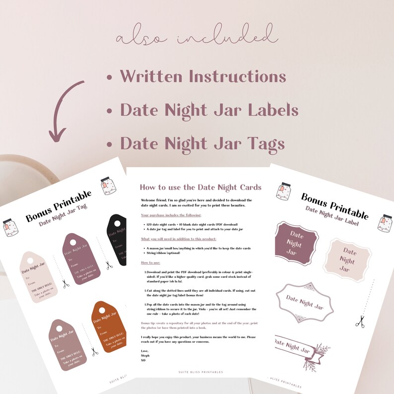 Printable Date Night Jar. A Date Night Box for Couple in a - Etsy