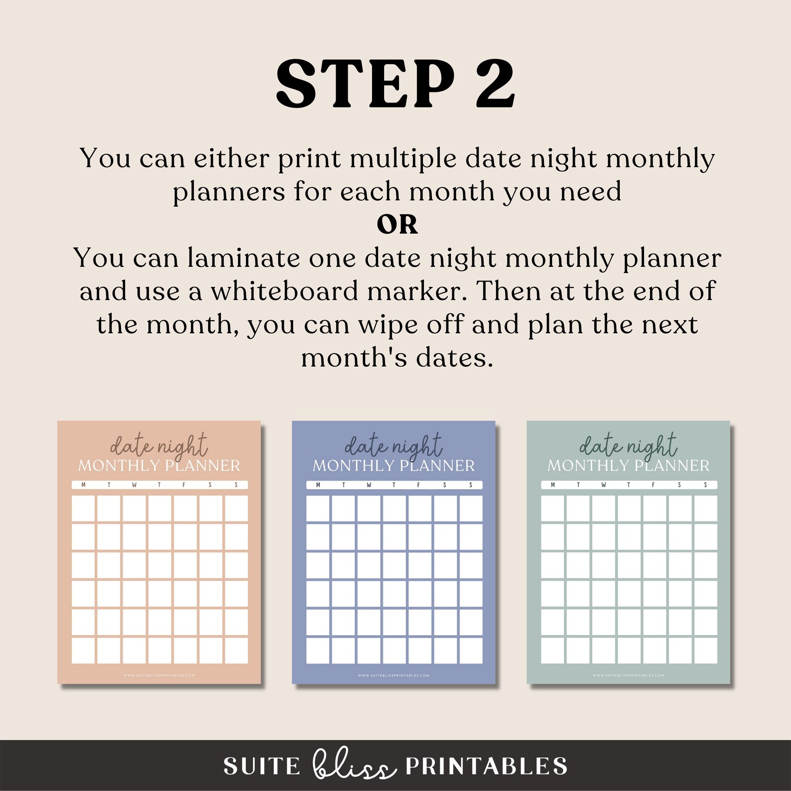 Printable Date Night Planner: Monthly Calendar With Date Ideas (digital ...
