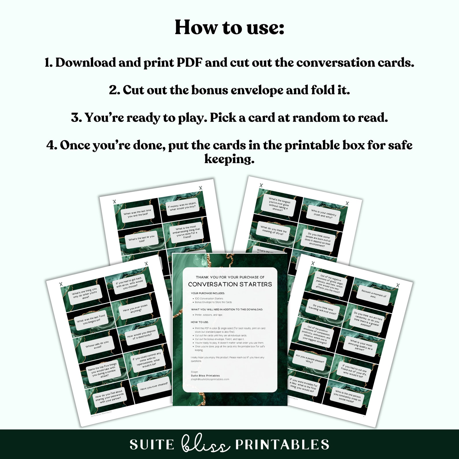 Printable Conversation Starter Cards: 100 Epic Chat Prompts (digital ...