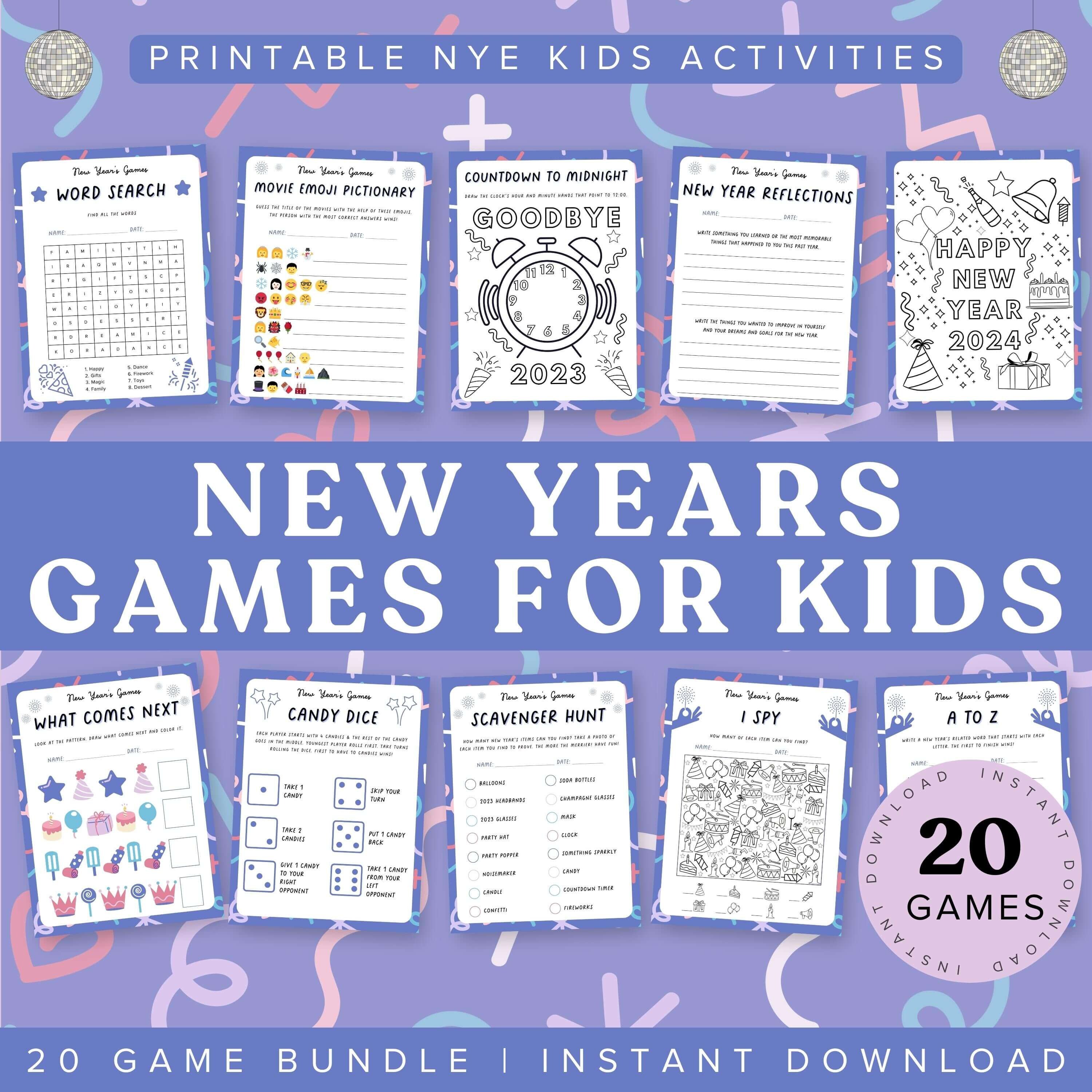 New Years Games Printable for Kids 20 New Years Eve Games Kids New ...