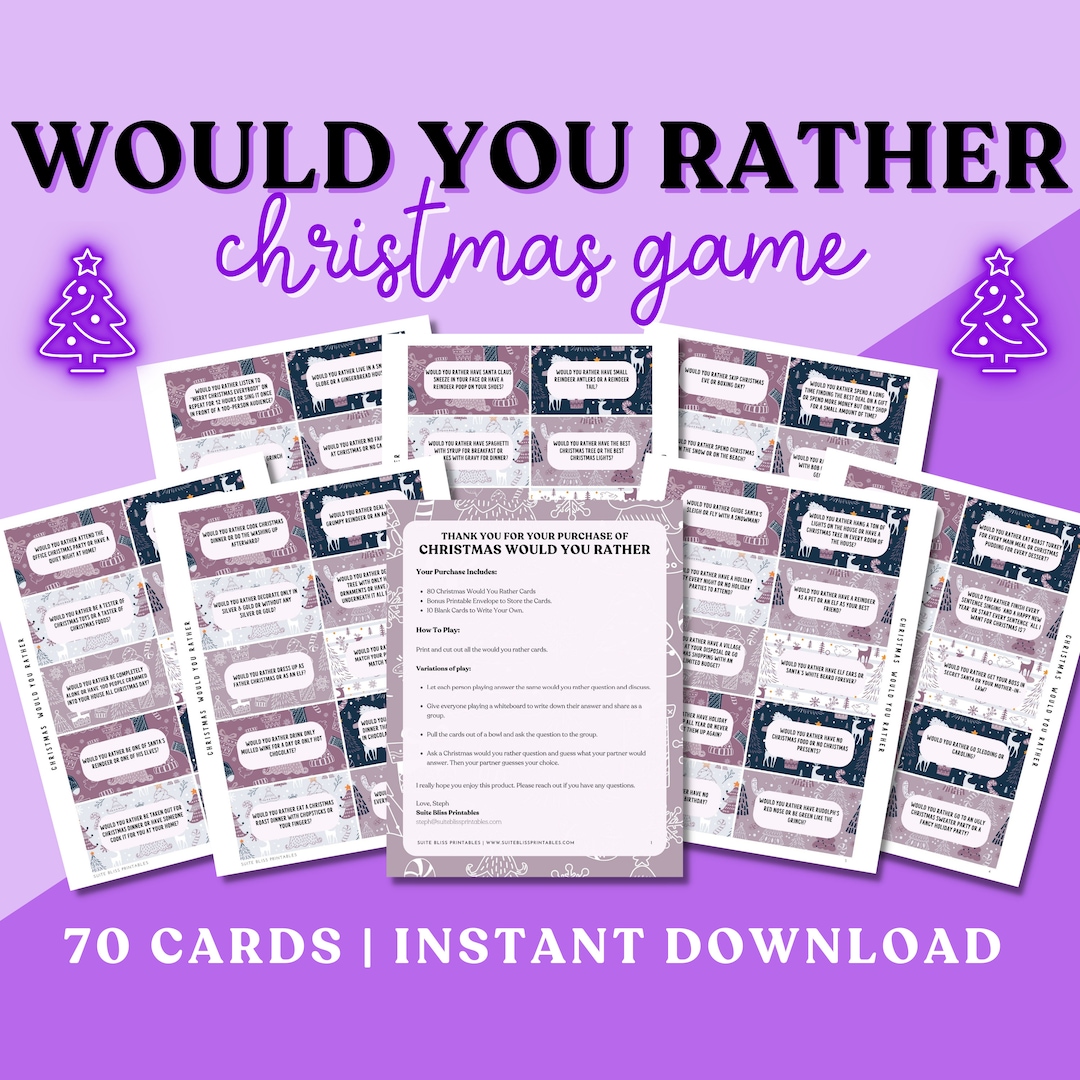 Printable Christmas Would You Rather Game. 70 Would You Rather ...