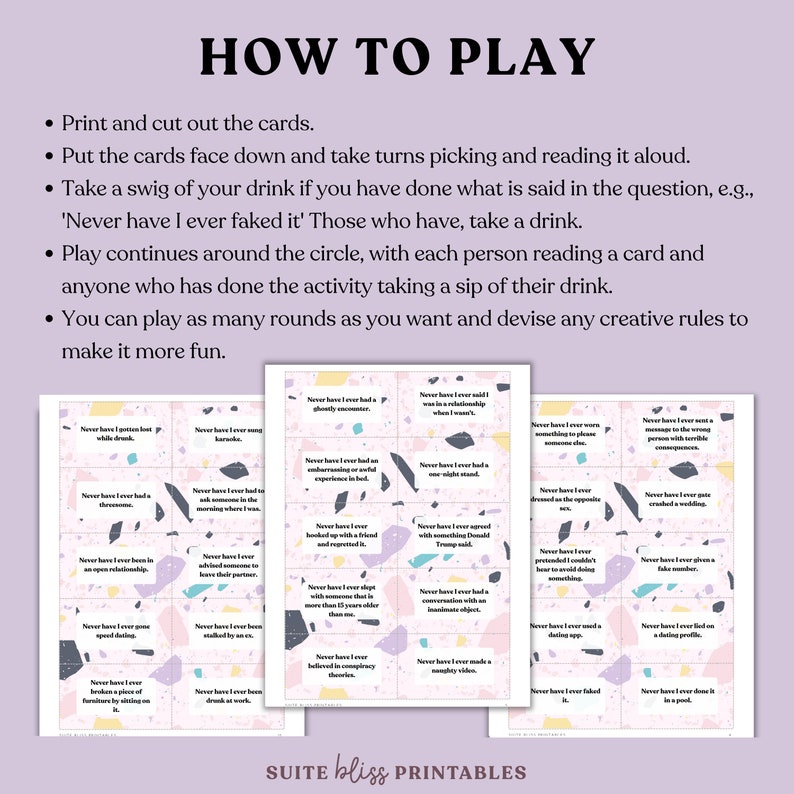 Never Have I Ever Card Game for Couples: Adult Party Game (printable ...