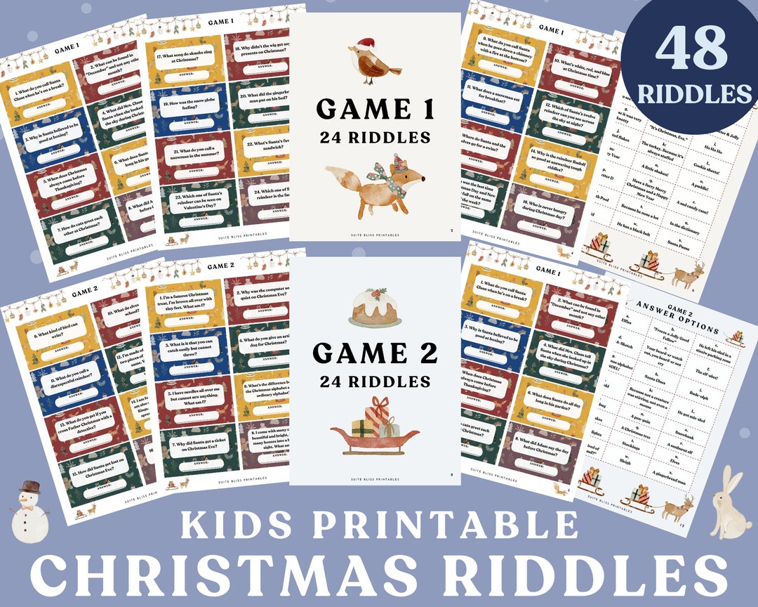 Printable Christmas Riddles for Kids. 48 Christmas Riddles - Etsy Australia