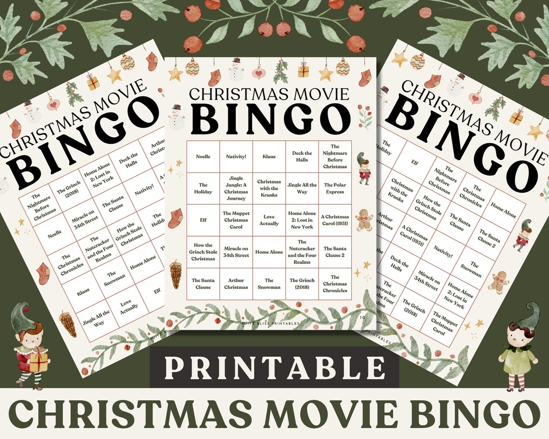 Printable Christmas Movie Bingo Game. Bingo Christmas Games - Etsy