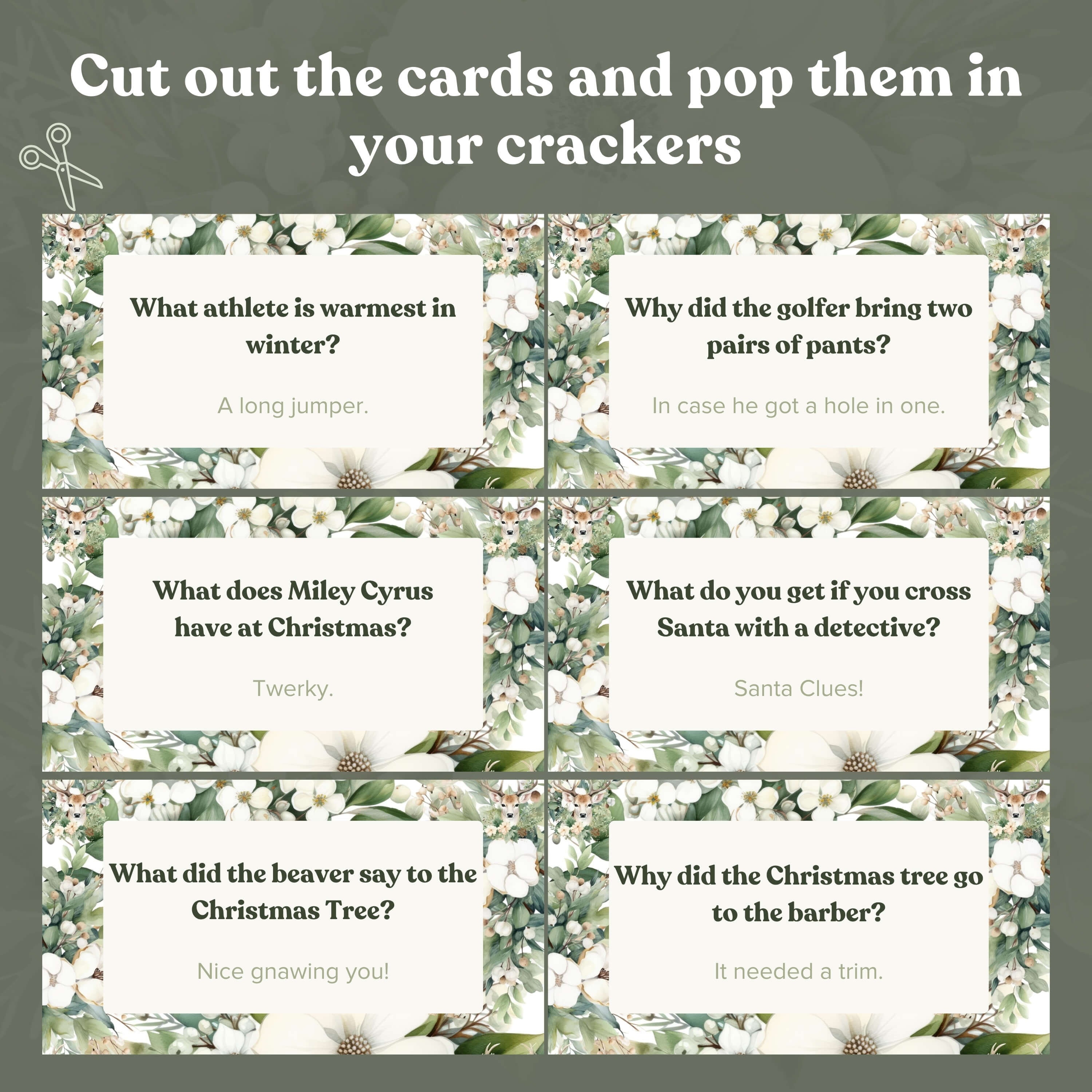 Christmas Cracker Jokes: 50 Printable Riddles (digital Download) - Etsy