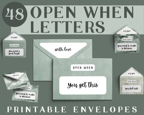 48 Printable Open When Letters for Boyfriend or Girlfriend. | Etsy