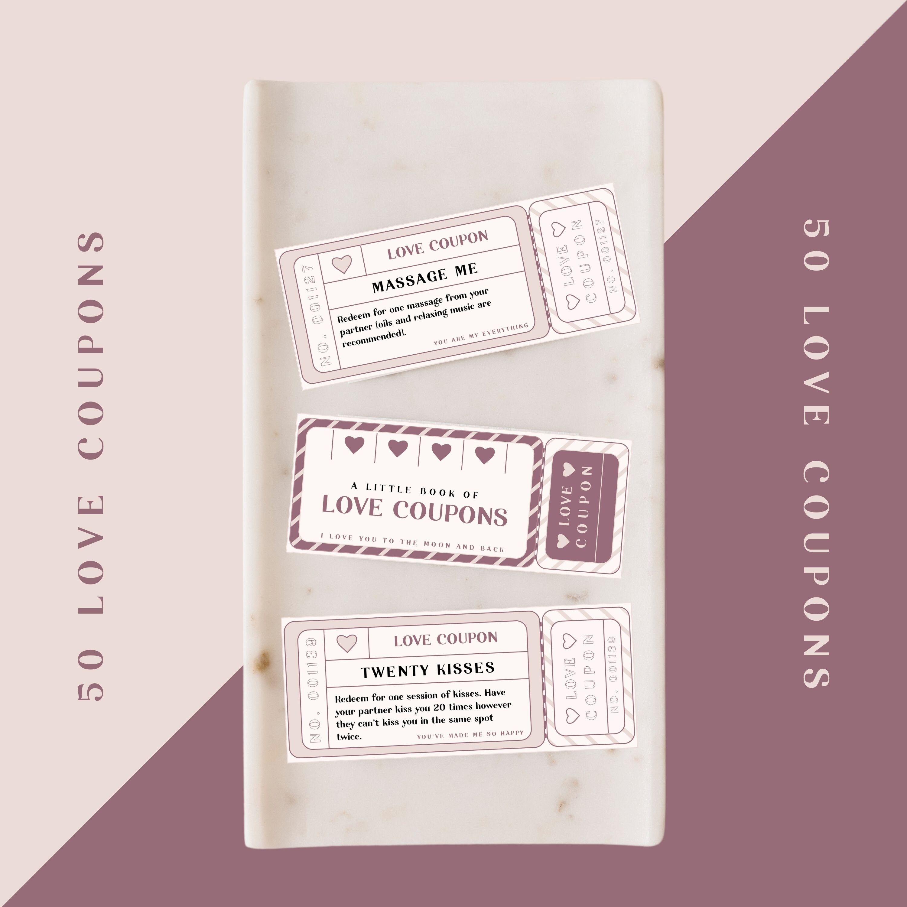 Printable Love Coupons. 50 Coupons/naughty Coupon Book. Perfect as ...