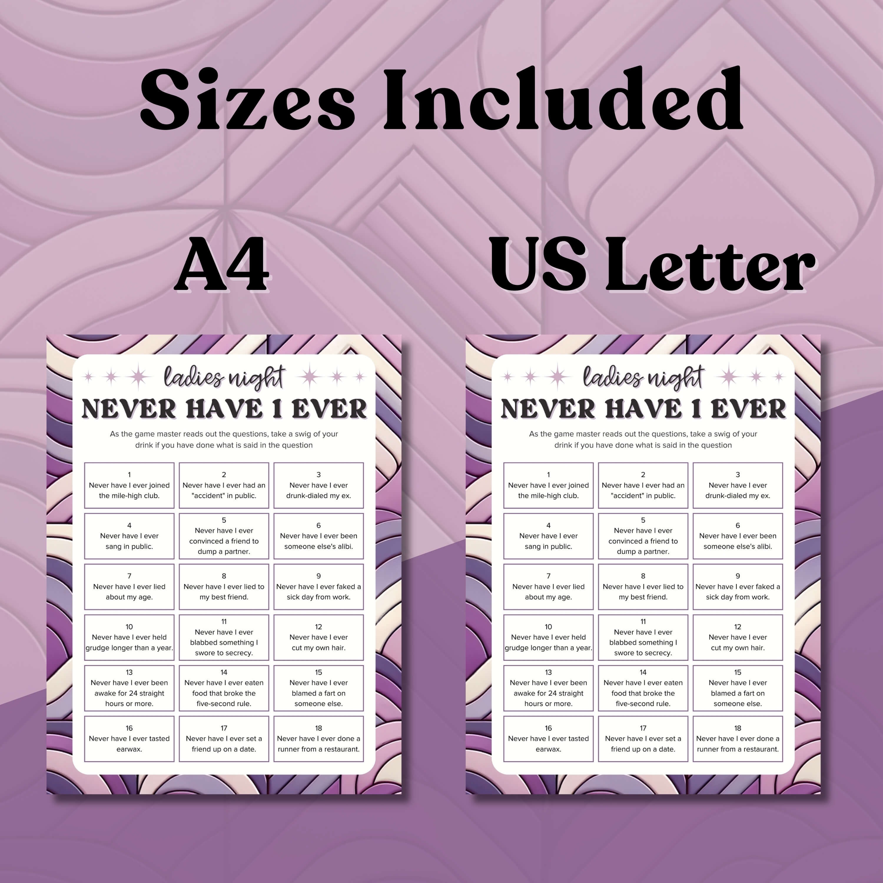 Bachelorette Never Have I Ever Game Galentines Never Have I Ever Funny ...