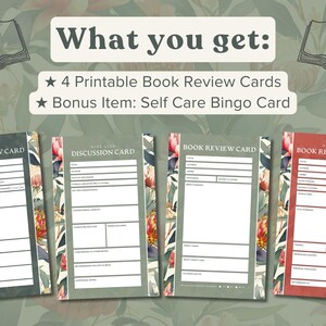Printable Book Review Cards | Book Club Discussion Guide | Book Review ...