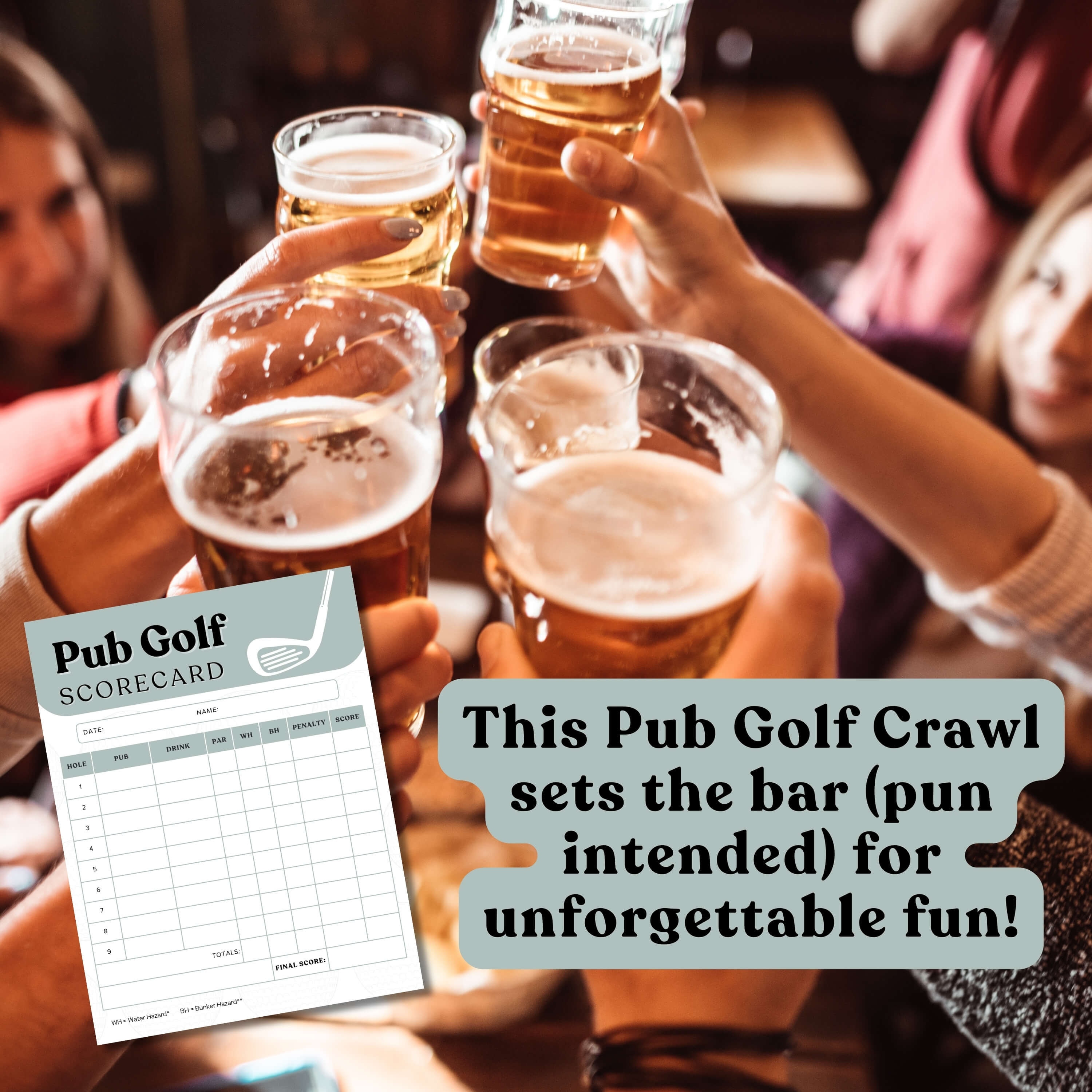 Pub Golf Scorecard Template: Editable Bar Crawl Drinking Game (digital ...
